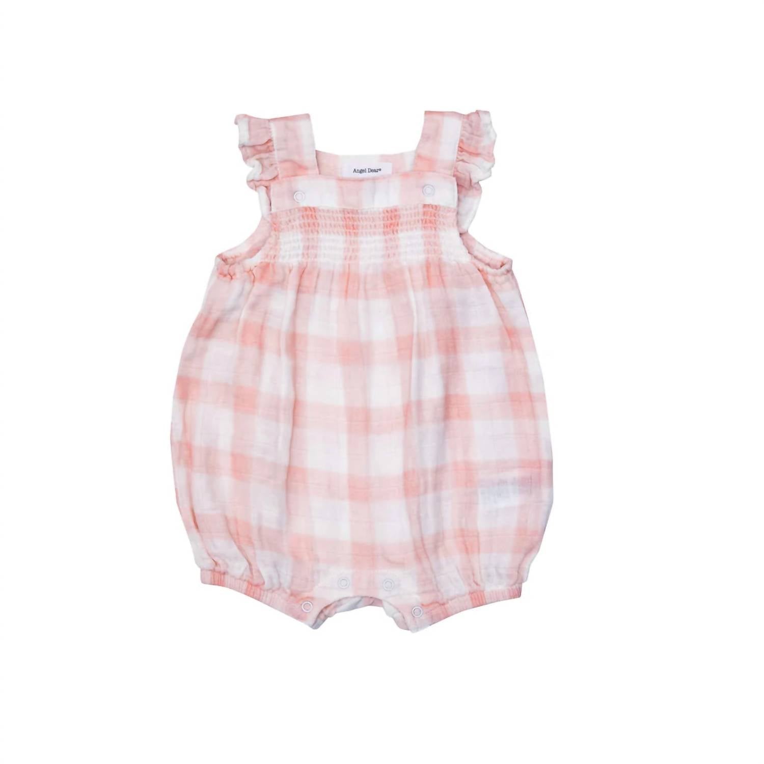 Angel Dear - Baby Girl's Painted Gingham Smocked Overall Shortie ...