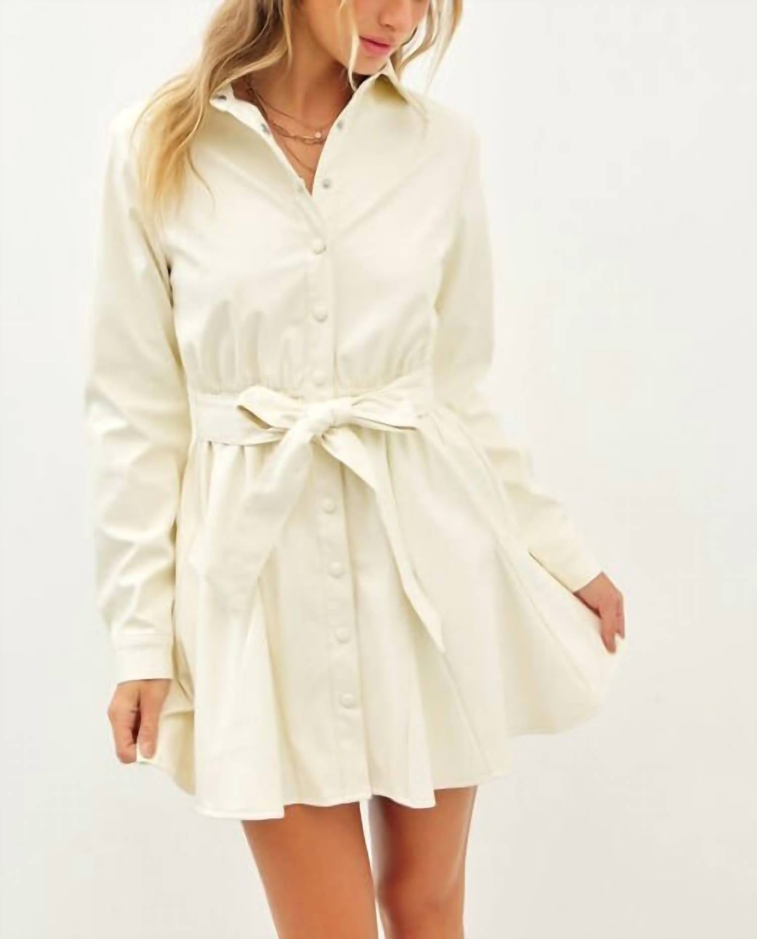 Item Ditto - Andrea Pleather Button Up Dress – Snagged & Bagged