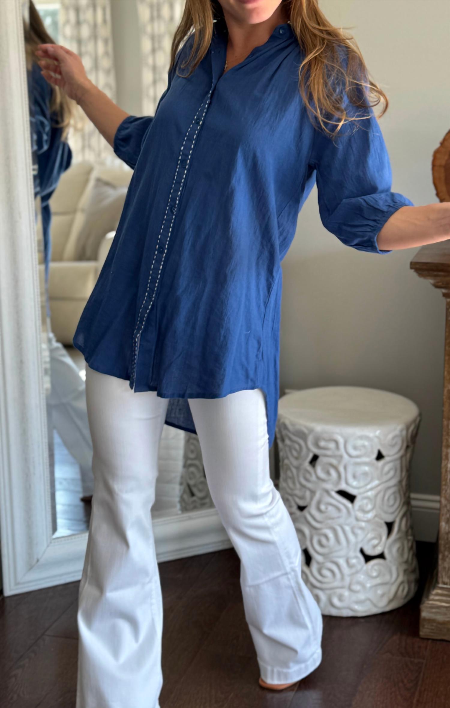 Debbie Katz - Ava Collared Neckline Tunic Top – Snagged & Bagged