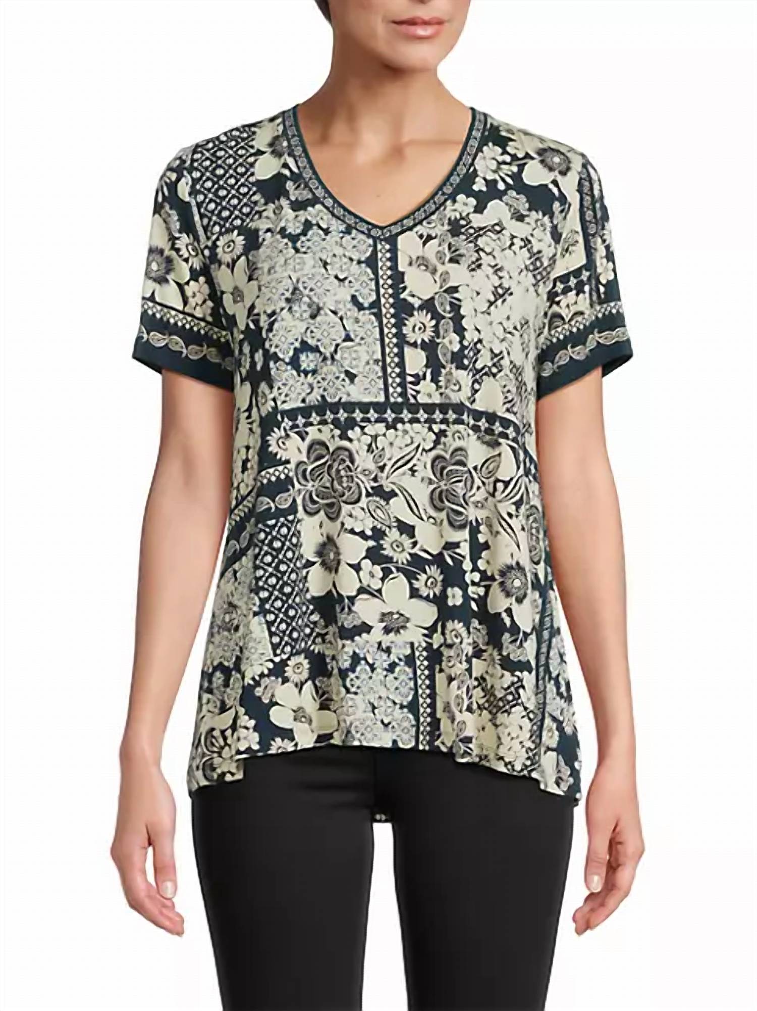 Johnny Was - Janie Favorite Short Sleeve V-Neck Swing Tee – Snagged ...