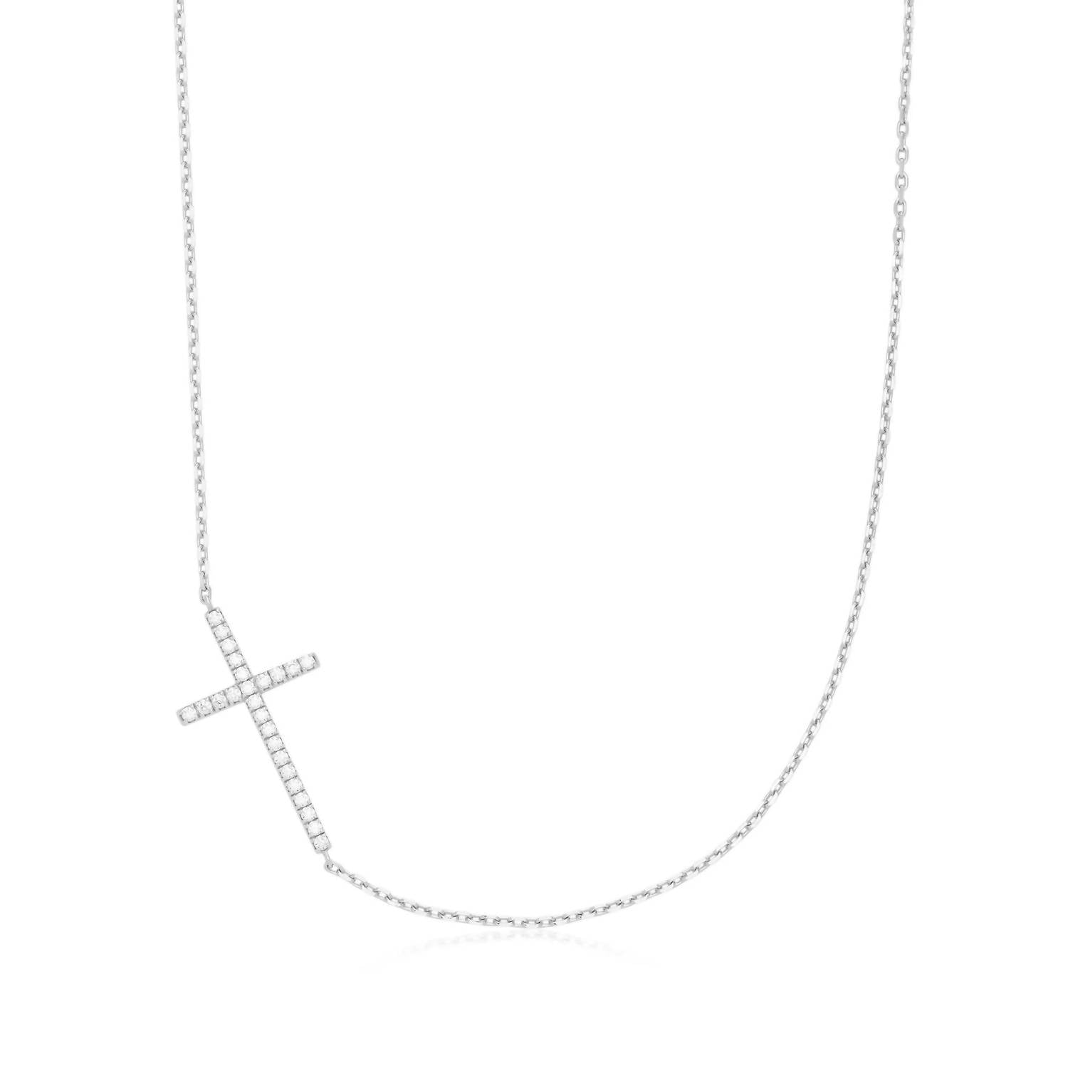 Eklexic - Women's Horizontal Cubic Zirconia Cross Necklace – Snagged ...
