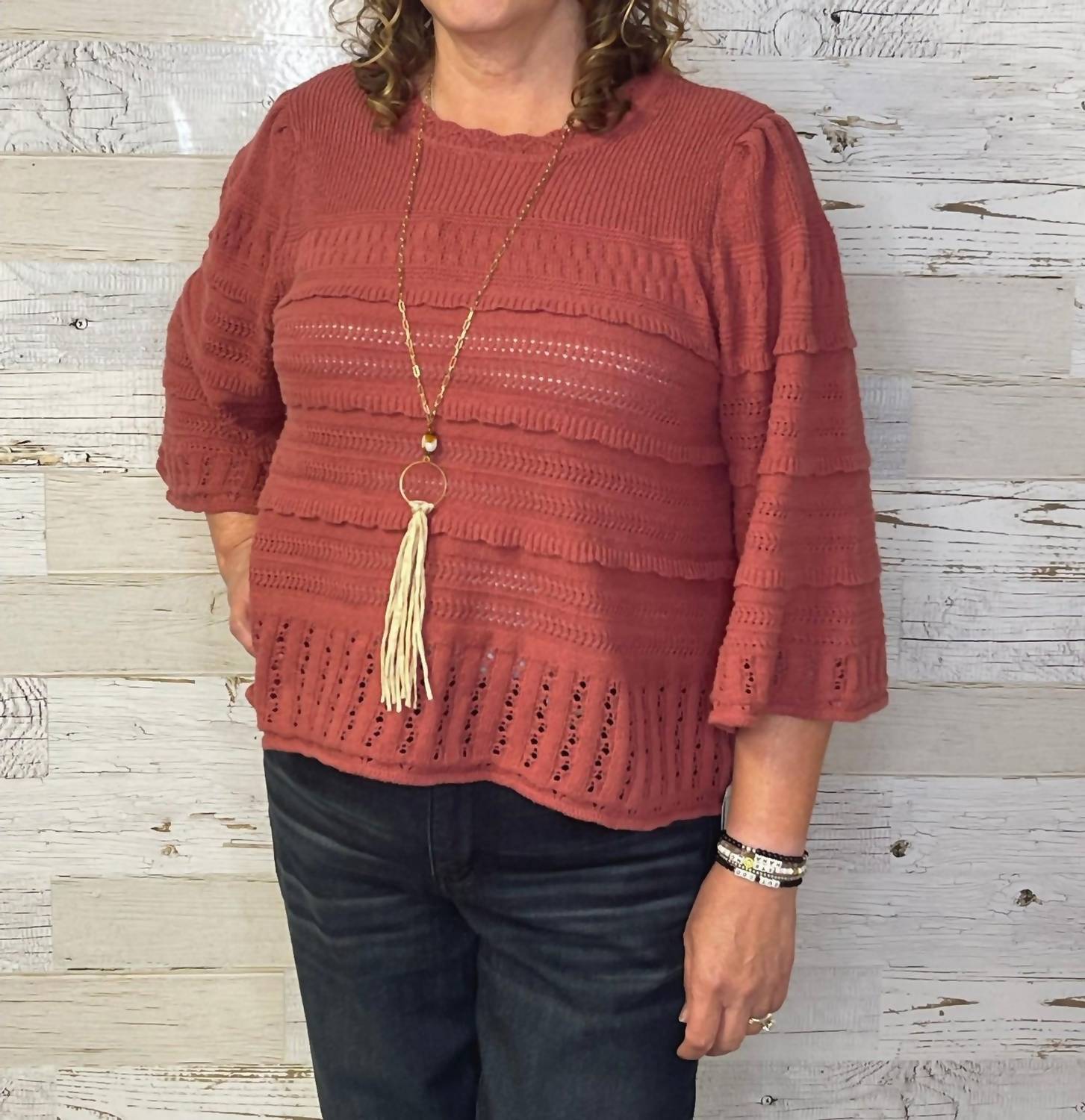 Democracy - Women's Bell Sleeve Stitch Mix Sweater – Snagged & Bagged