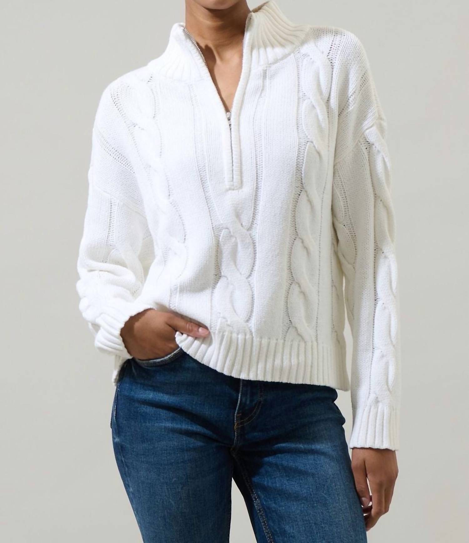 Sugarlips - Zip Neck Cable Knit Sweater – Snagged & Bagged