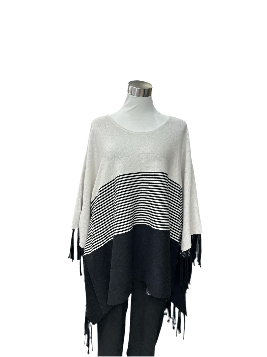 Multiples - Women's Fringe Edge Poncho Sweater – Snagged & Bagged
