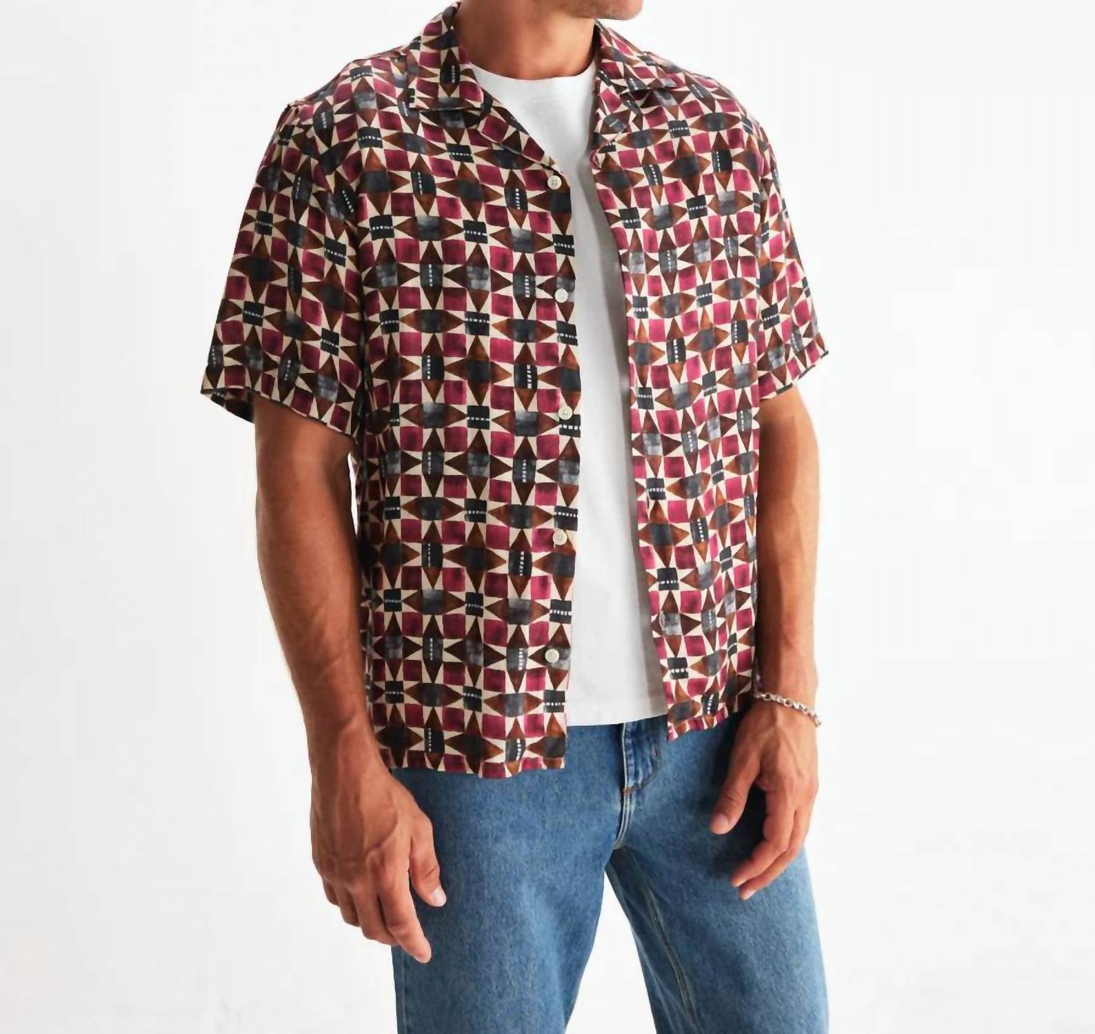 Wax London - Painted Geo Didcot Short Sleeve Shirt – Snagged & Bagged