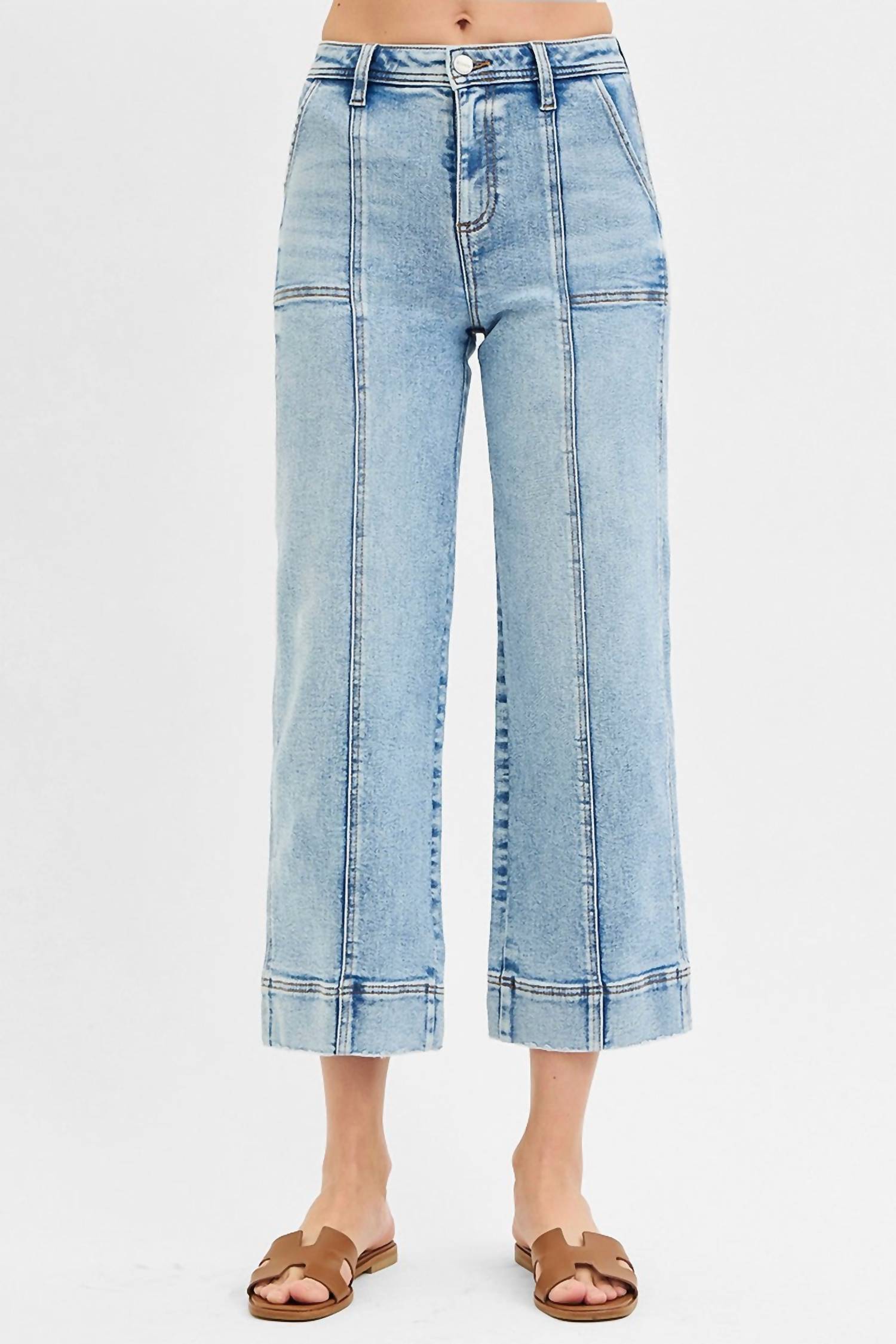 Risen - High Rise Crop Wide Front Seam Detailed Jeans – Snagged & Bagged