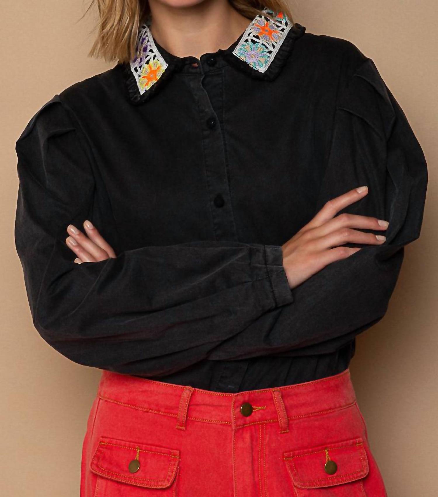 Pol - GRANNY SQUARE POPLIN SHIRT – Snagged & Bagged