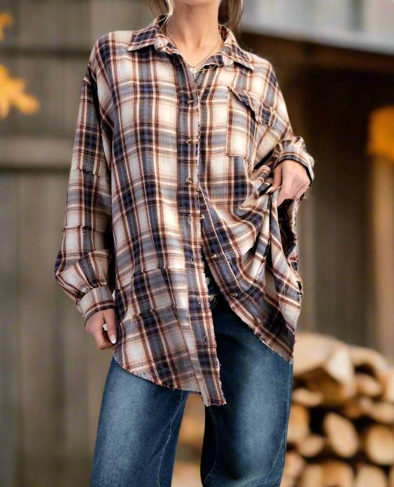 Easel - Washed Button Down Flannel Tunic – Snagged & Bagged