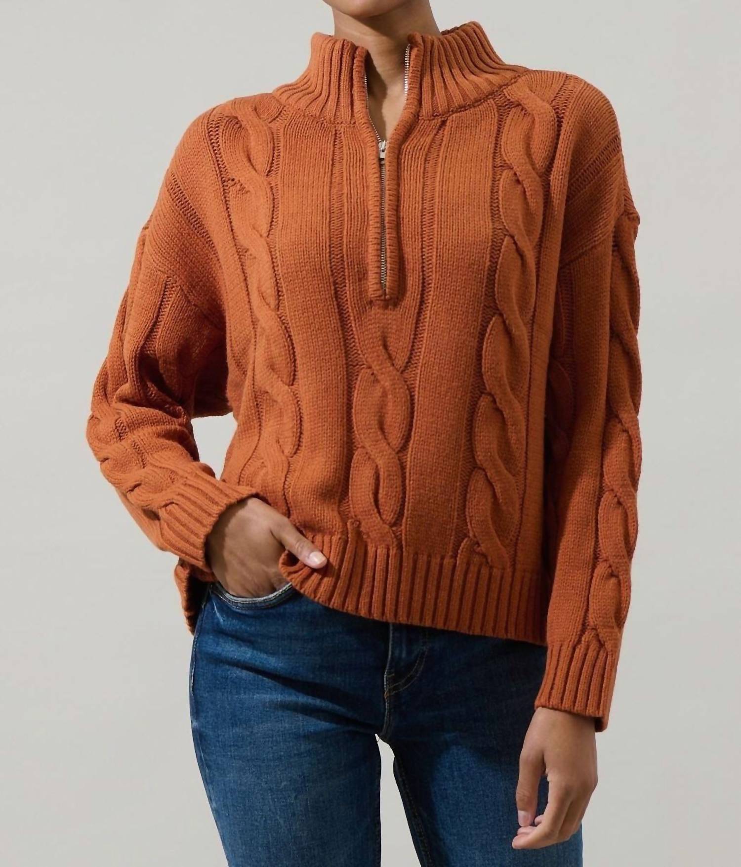 Sugarlips - Zip Neck Cable Knit Sweater – Snagged & Bagged