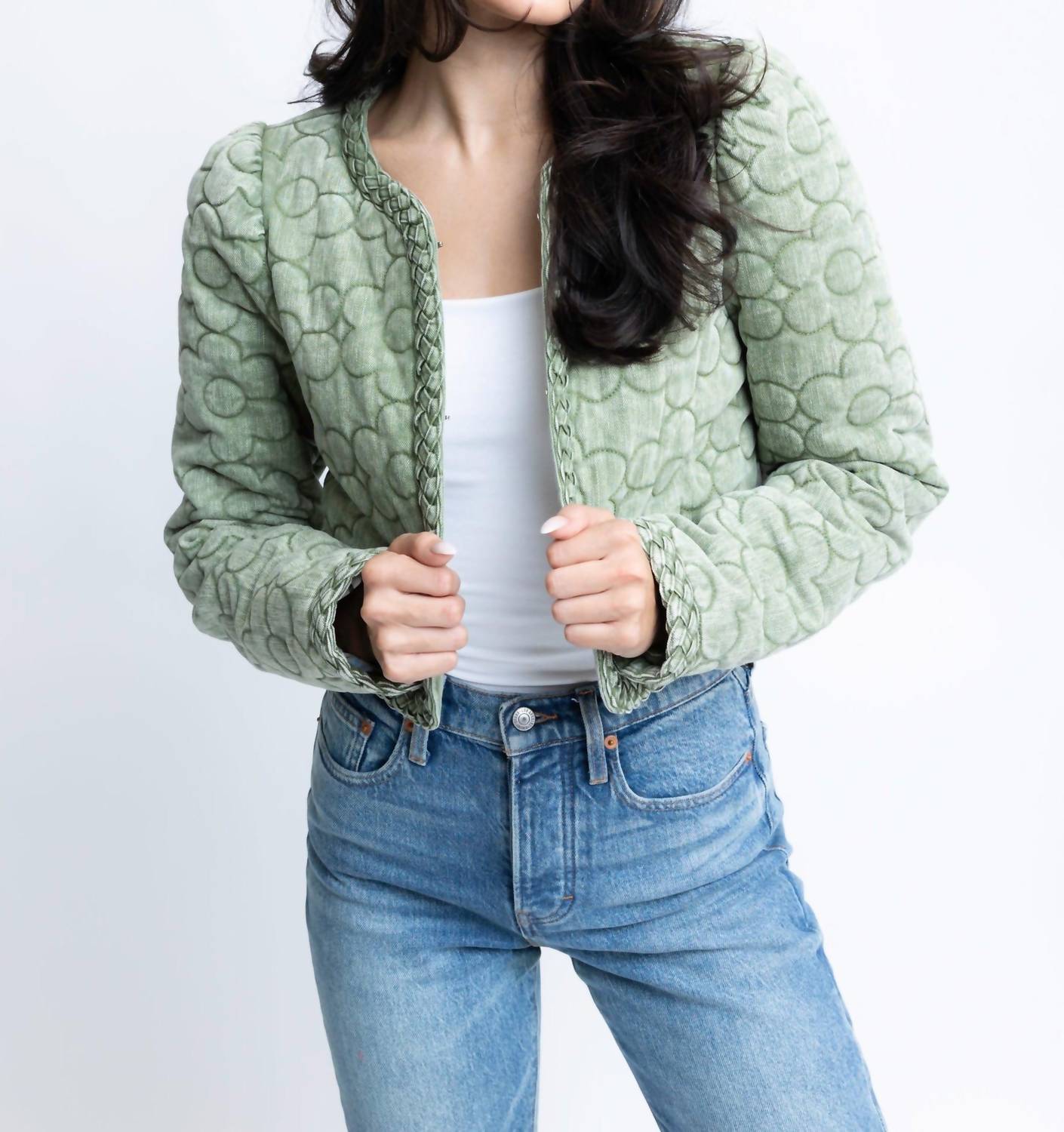Karlie - Dani Denim Floral Stitch Novelty Jacket – Snagged & Bagged