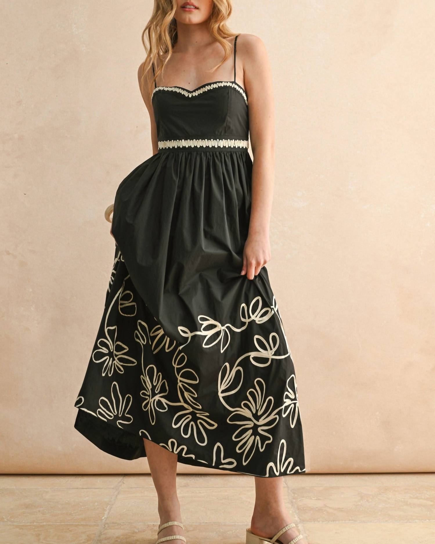 Miou Muse - Patch Detailed Embroidered Midi Dress – Snagged & Bagged