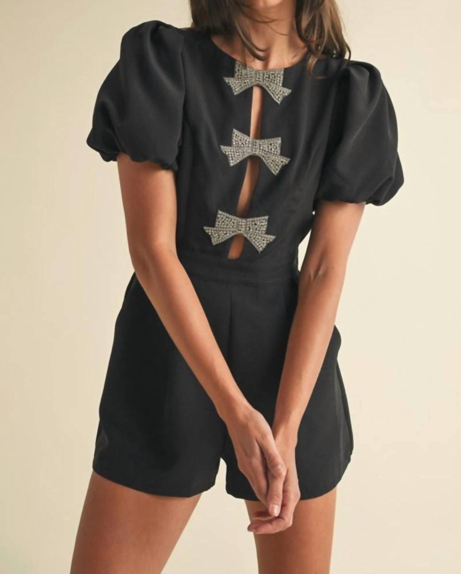 Endless Blu. - Rhinestone Bow Romper – Snagged & Bagged
