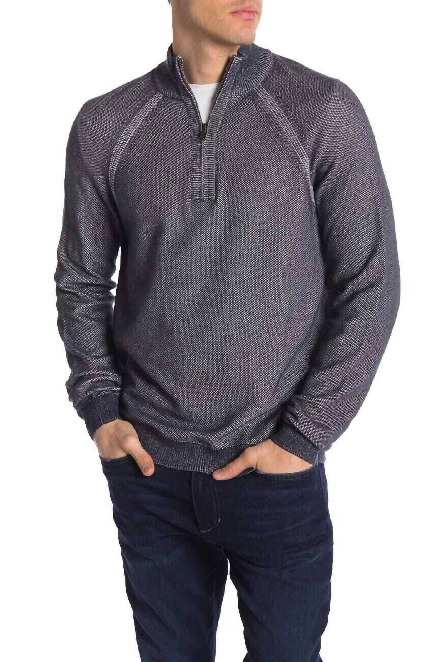 Tailor Vintage - Birdseye Reversible 1/4 Zip Knit Pullover Sweater ...