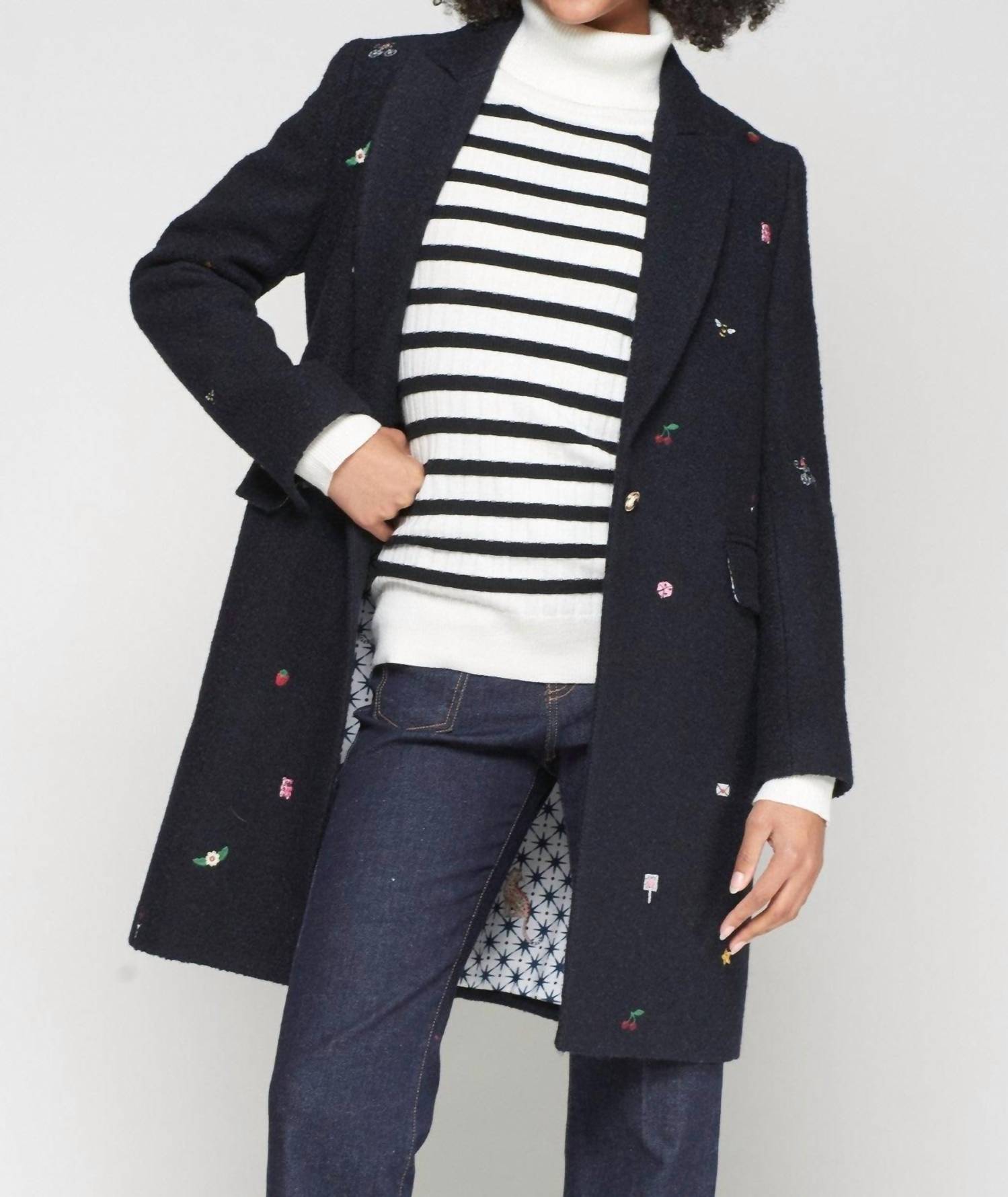 Vilagallo - Aricia Mini Embroidery Wool Long Coat – Snagged & Bagged