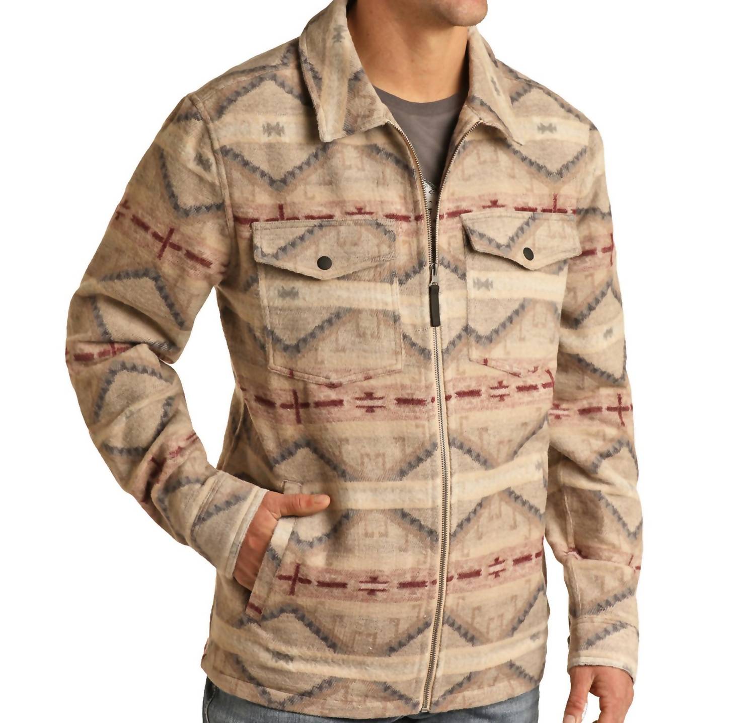 Rock & Roll Denim - Aztec Full-zip Shirt Jacket – Snagged & Bagged