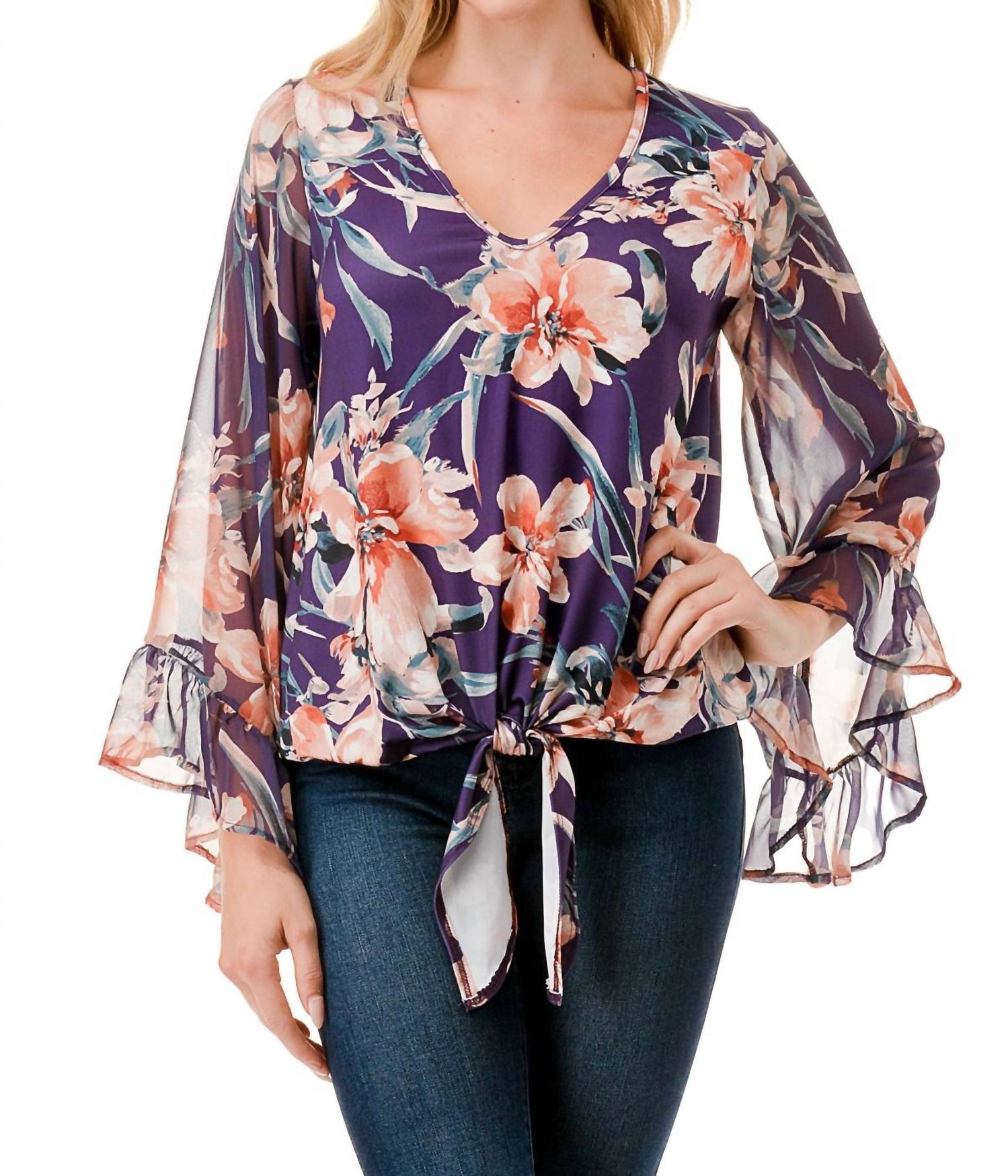 Vava - JANE V-NECK RUFFLE SLEEVE TOP – Snagged & Bagged
