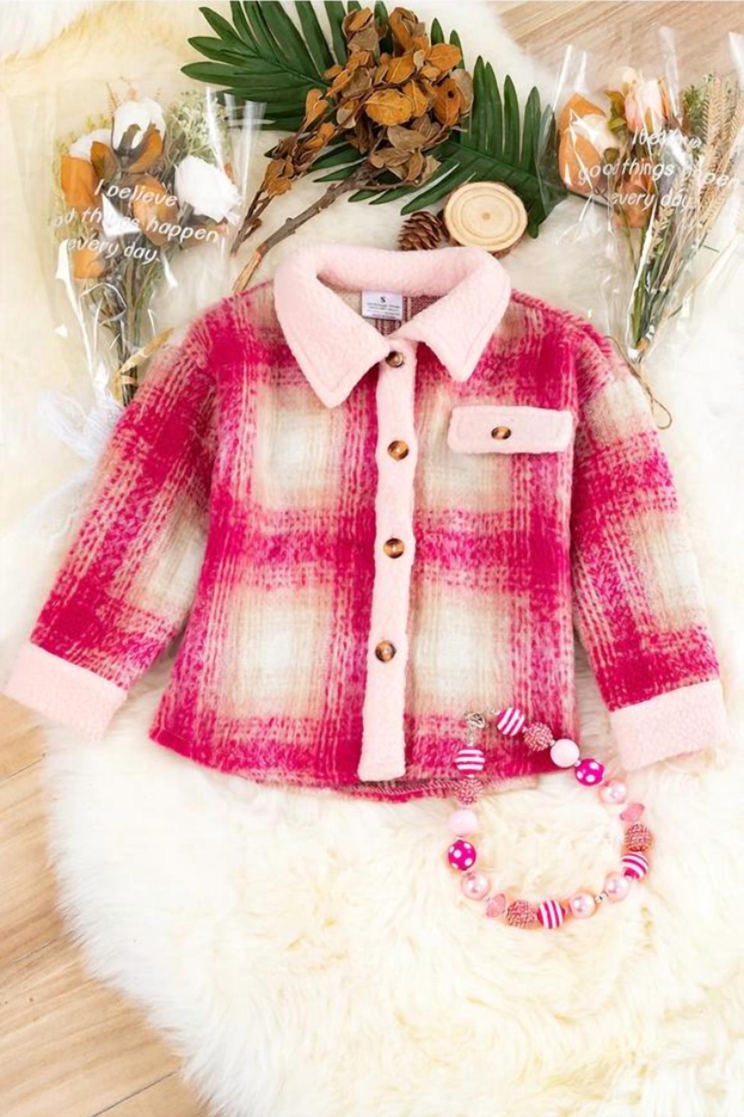 Kids Charm - Girl's Plaid Shacket With Pink Trim "7-10y" – Snagged & Bagged