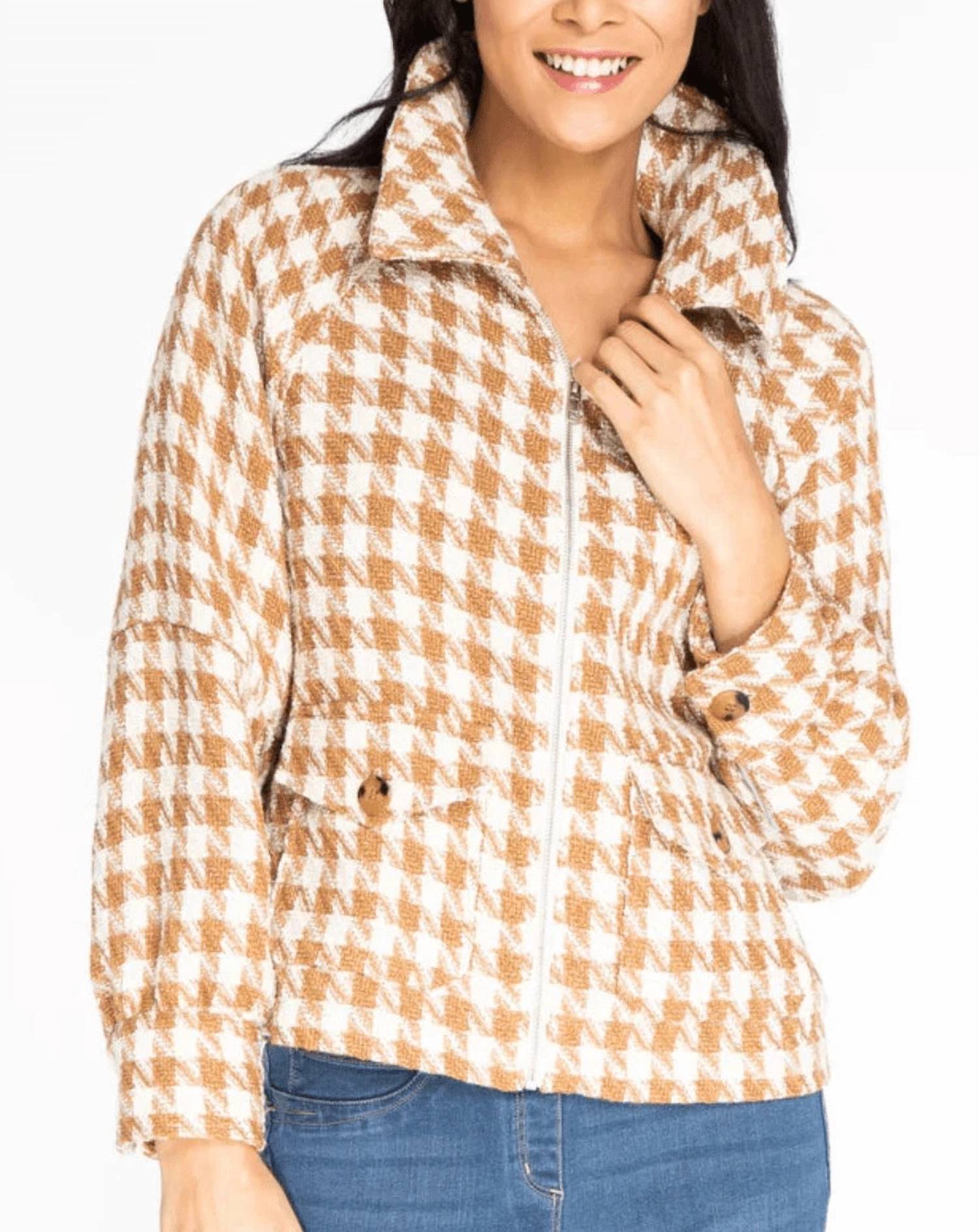 Multiples - Houndstooth Zip Lined Jacket – Snagged & Bagged