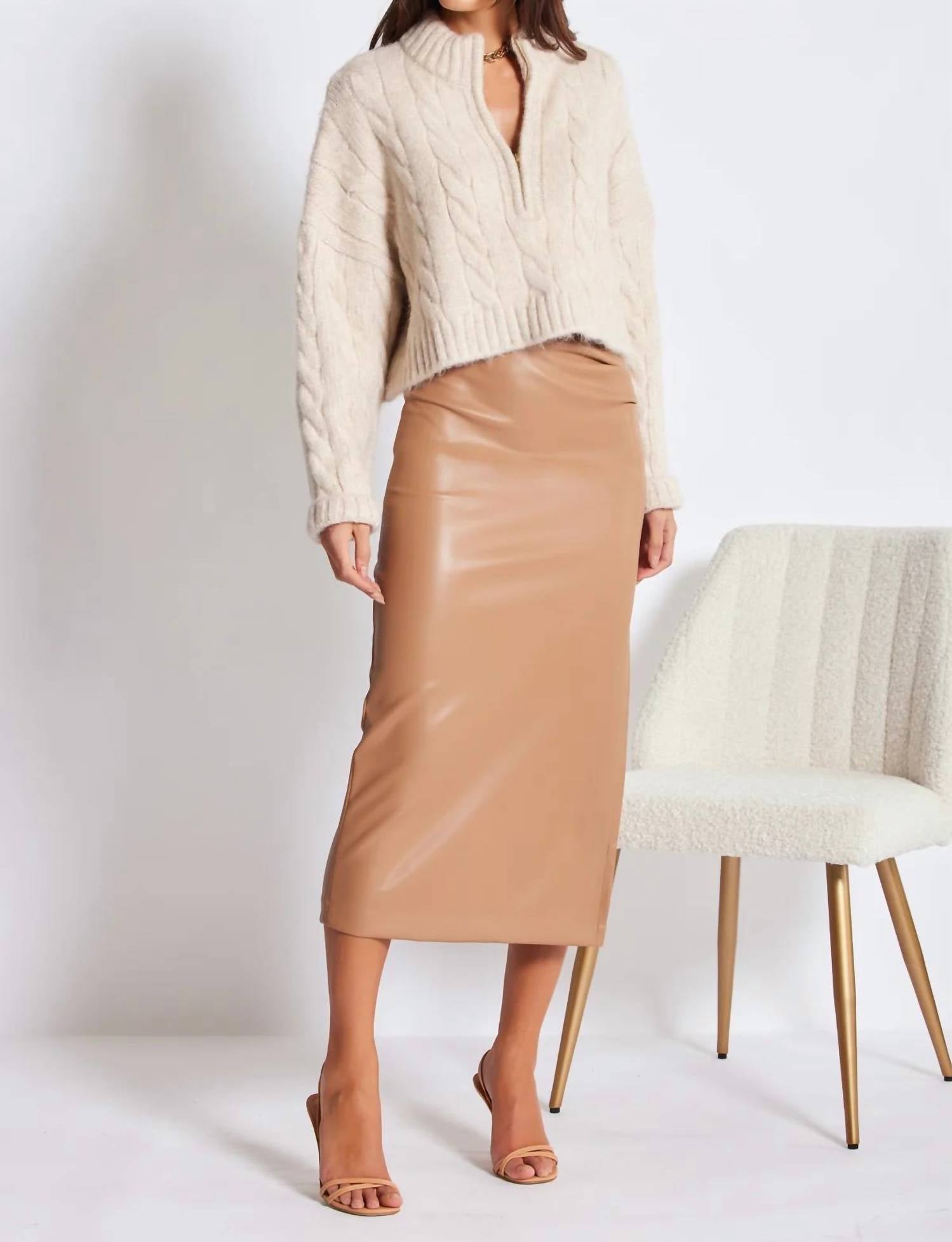 Bishop + Young - Colette Side Ruched Midi Skirt – Snagged & Bagged