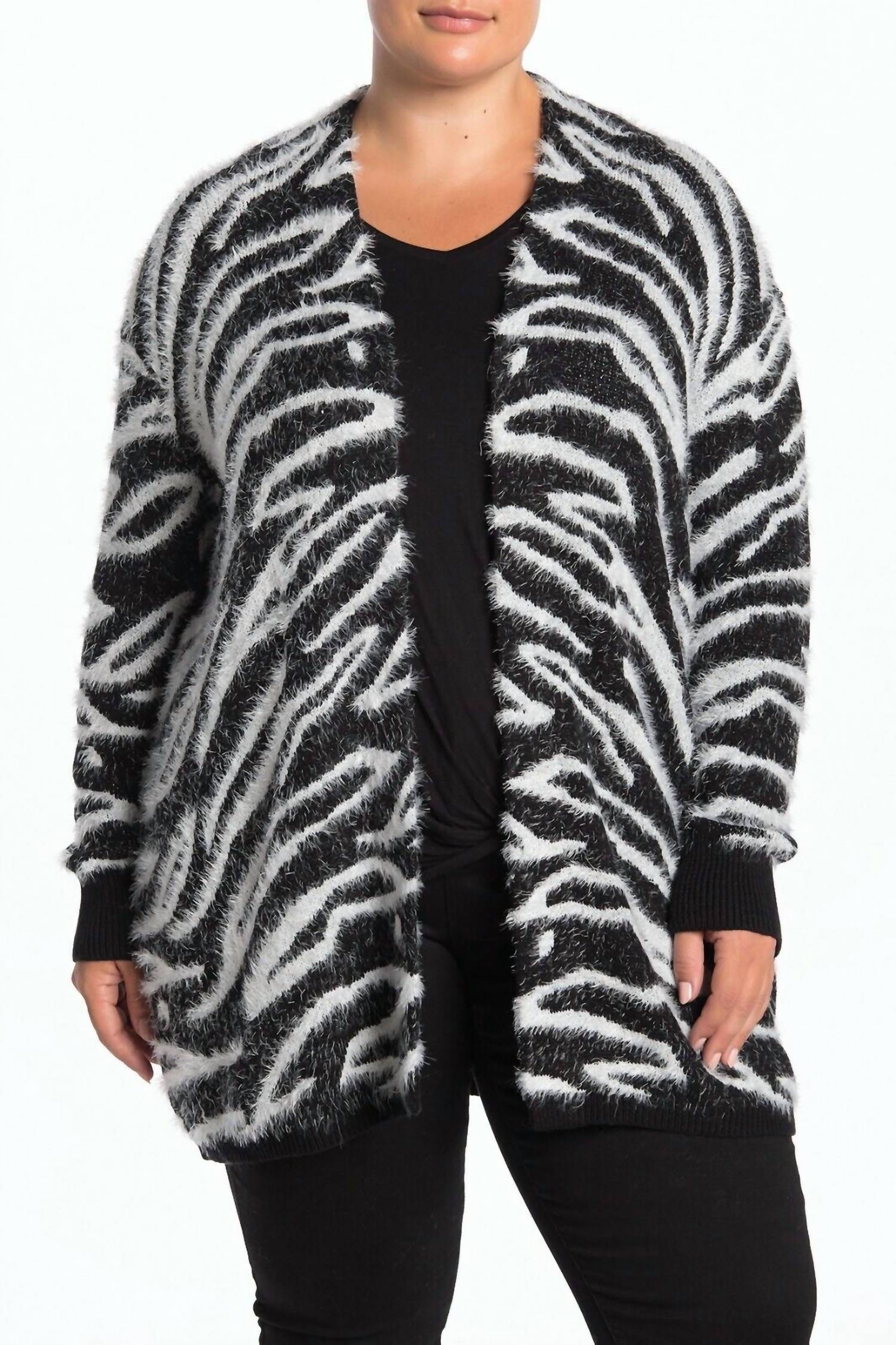 Susina - Women's Zebra Print Open Front Eyelash Cardigan – Snagged & Bagged