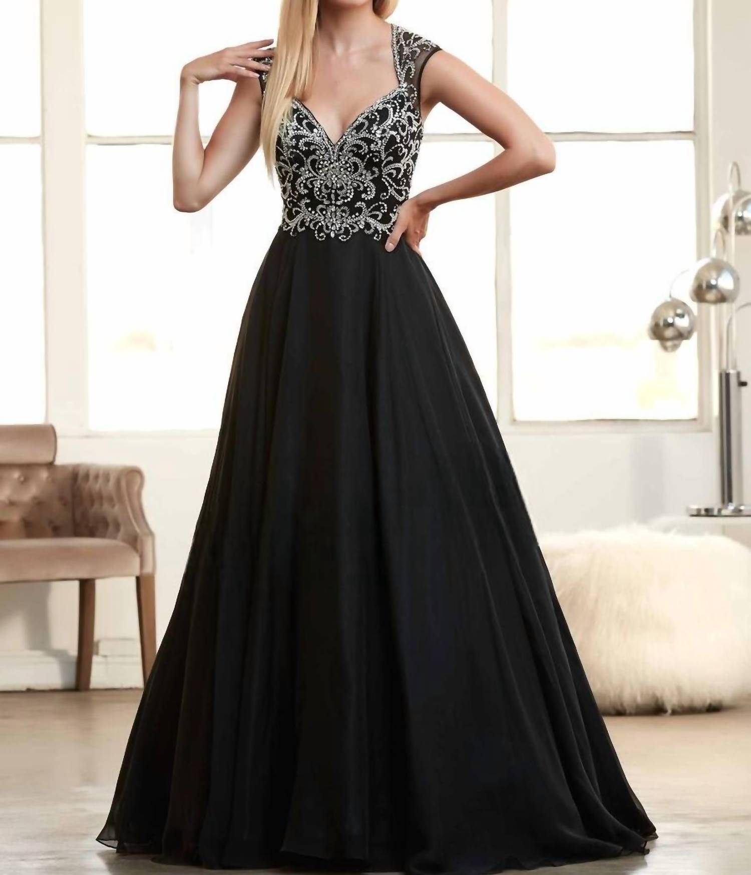 Mac Duggal - Cap Sleeves Beaded Ball Gown – Snagged & Bagged