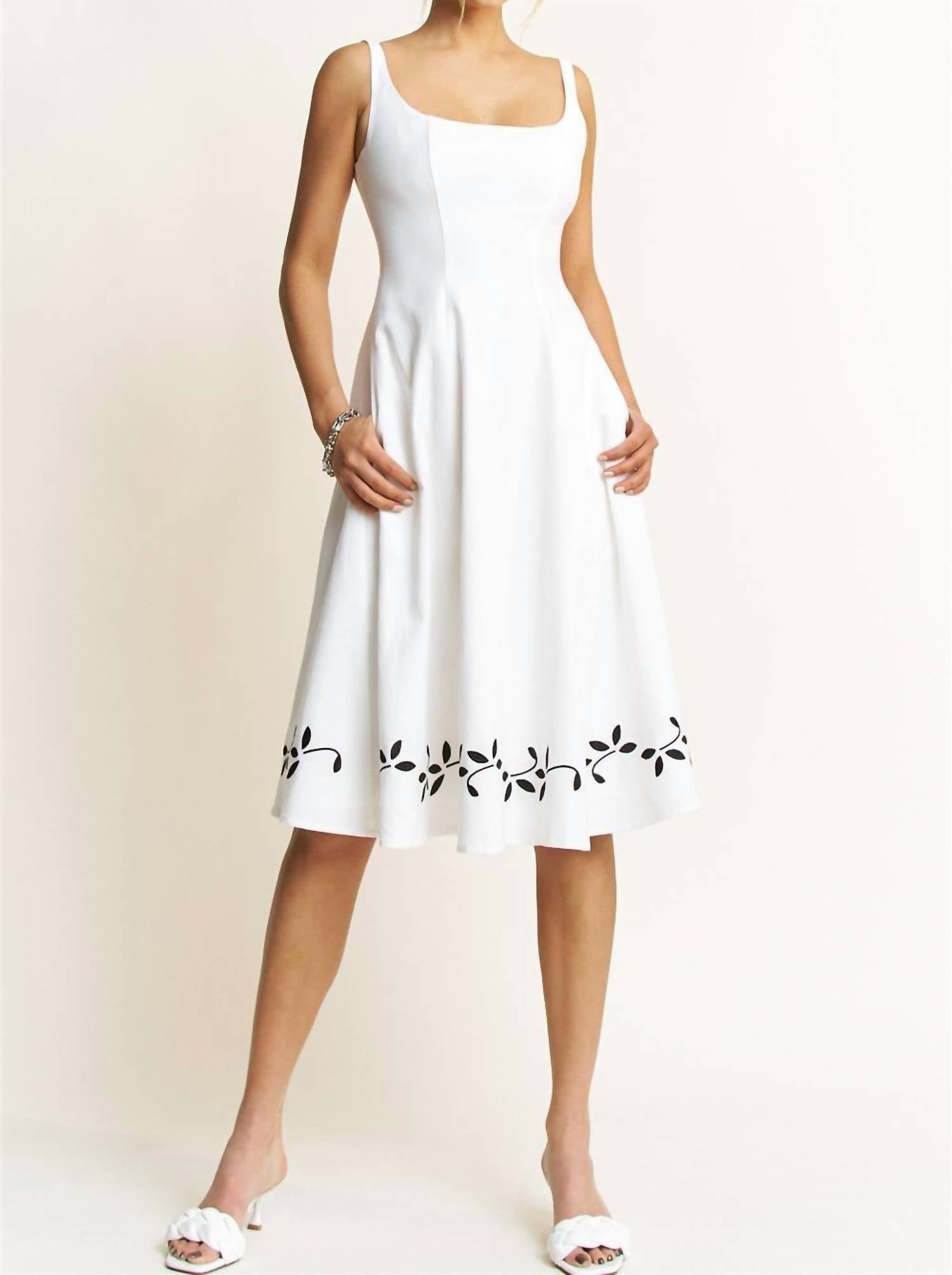 Hersy - Embroidered Linen Flare Midi Dress – Snagged & Bagged