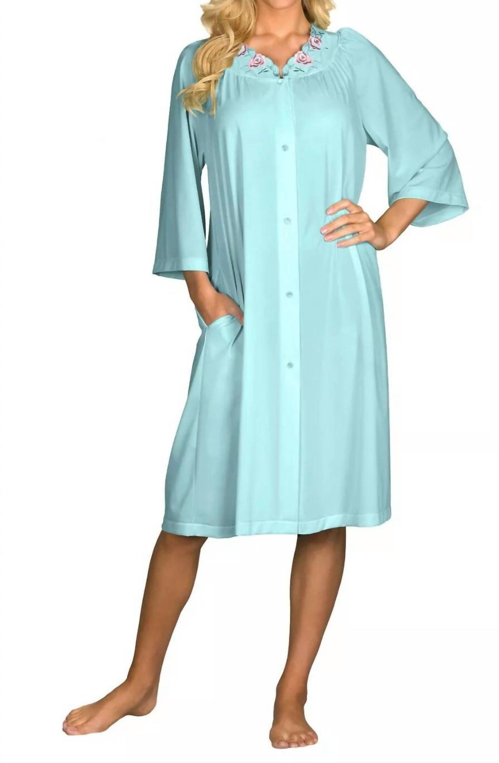 Shadowline Lingerie - Short 3/4 Sleeve Button Down Robe – Snagged & Bagged
