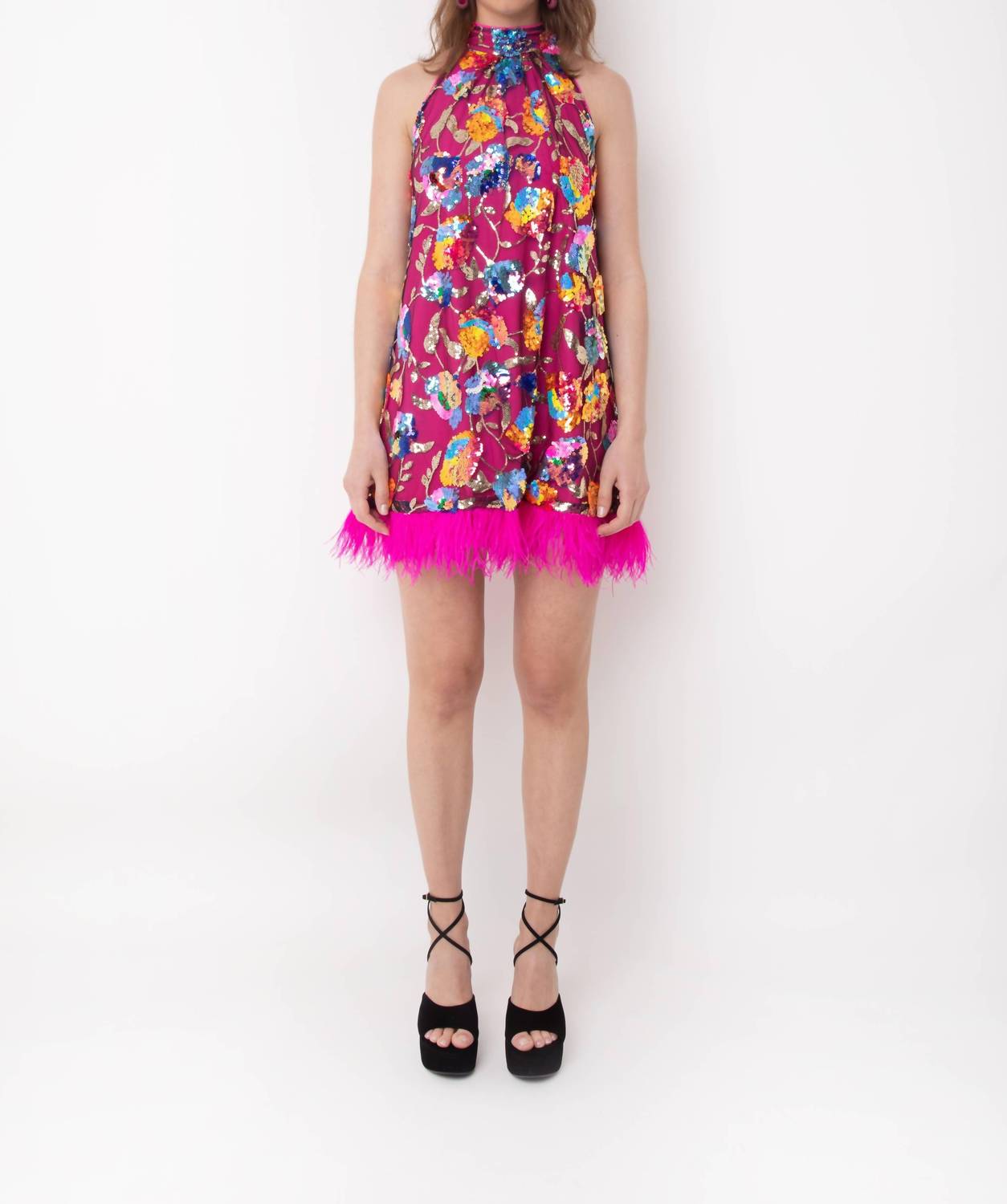 Amylynn - Daphne Floral Overlay Halter Dress – Snagged & Bagged