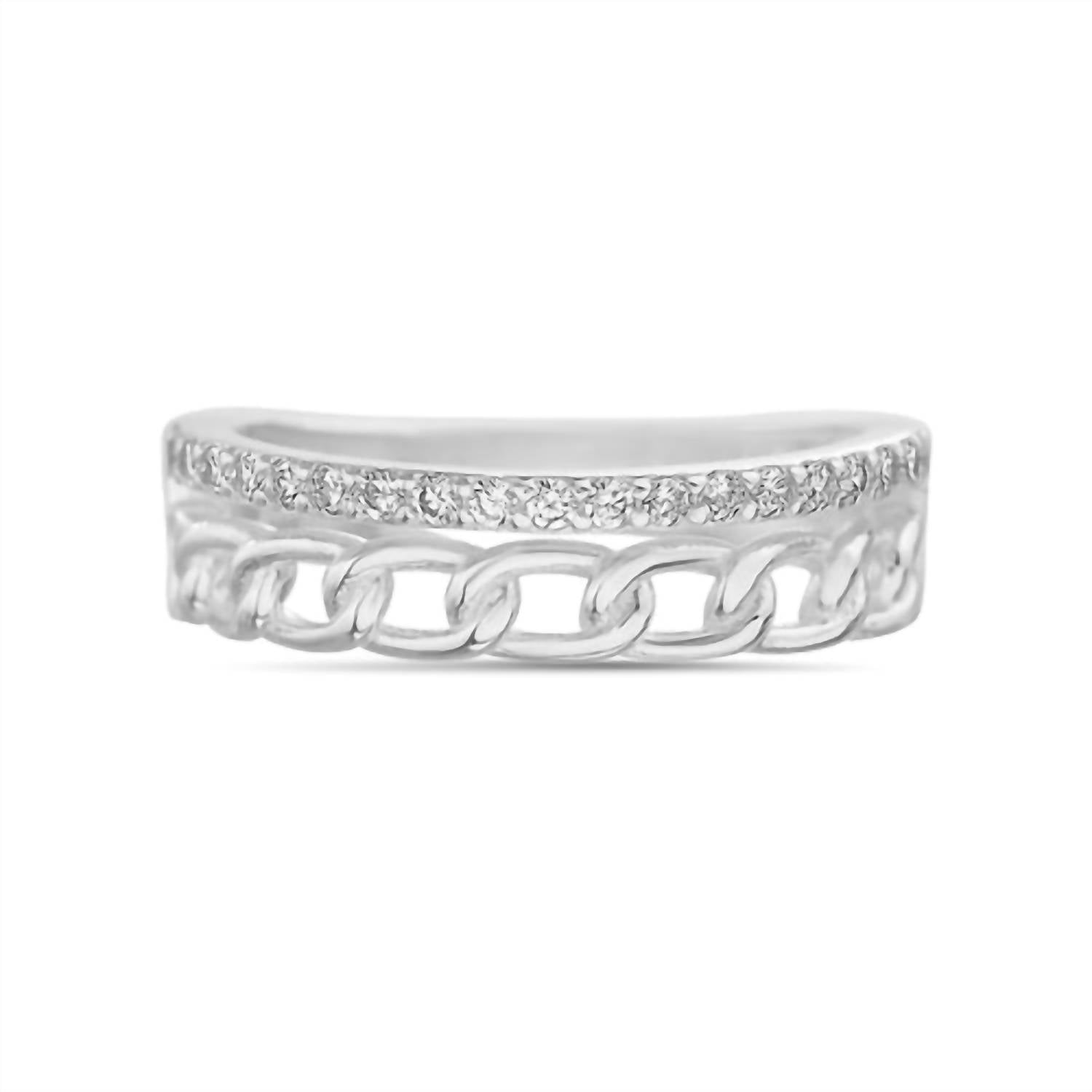 Allyanna Gifts - Women's Cubic Zirconia Band & Cuban Link Split Band R ...