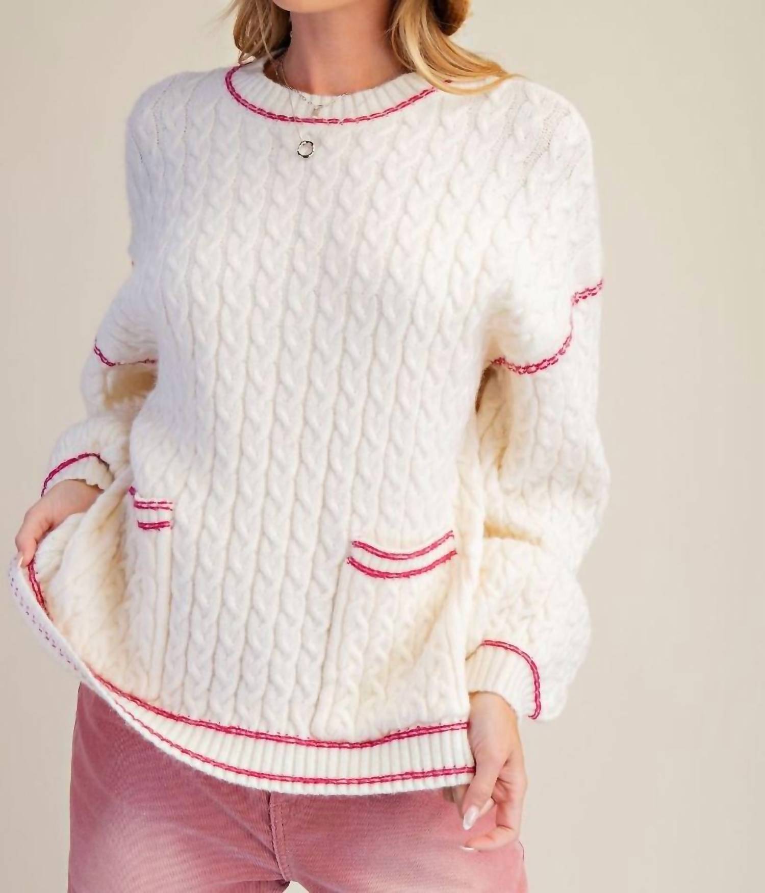 Easel - Two Pocket Cable Knit Sweater – Snagged & Bagged