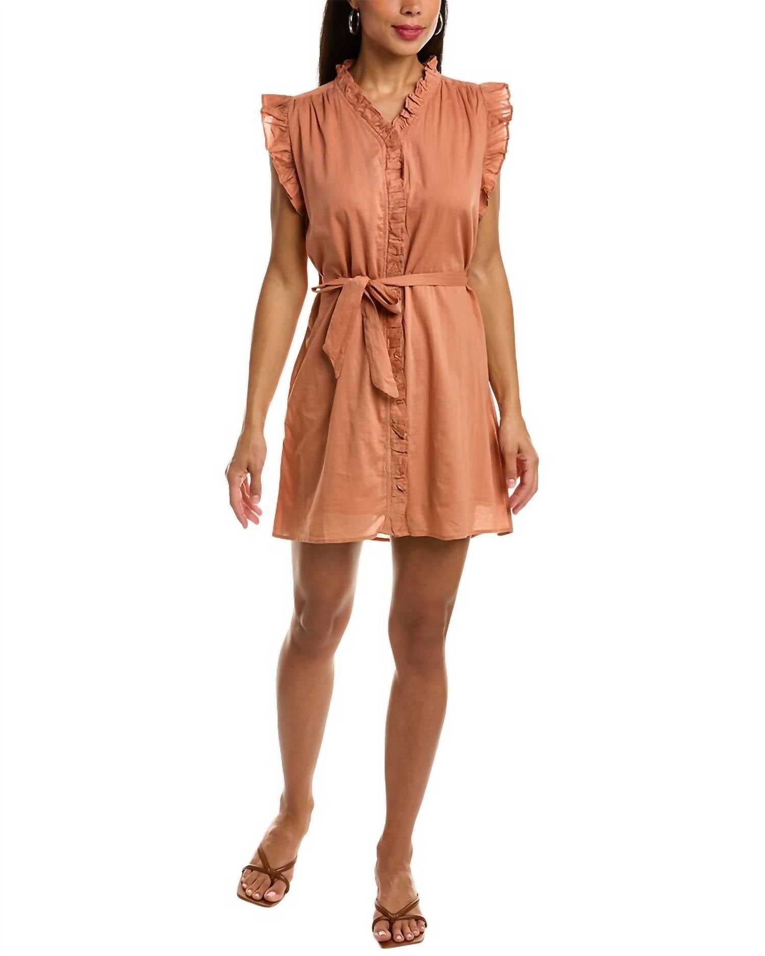 Elan - Sandstone Ruffle Dress – Snagged & Bagged