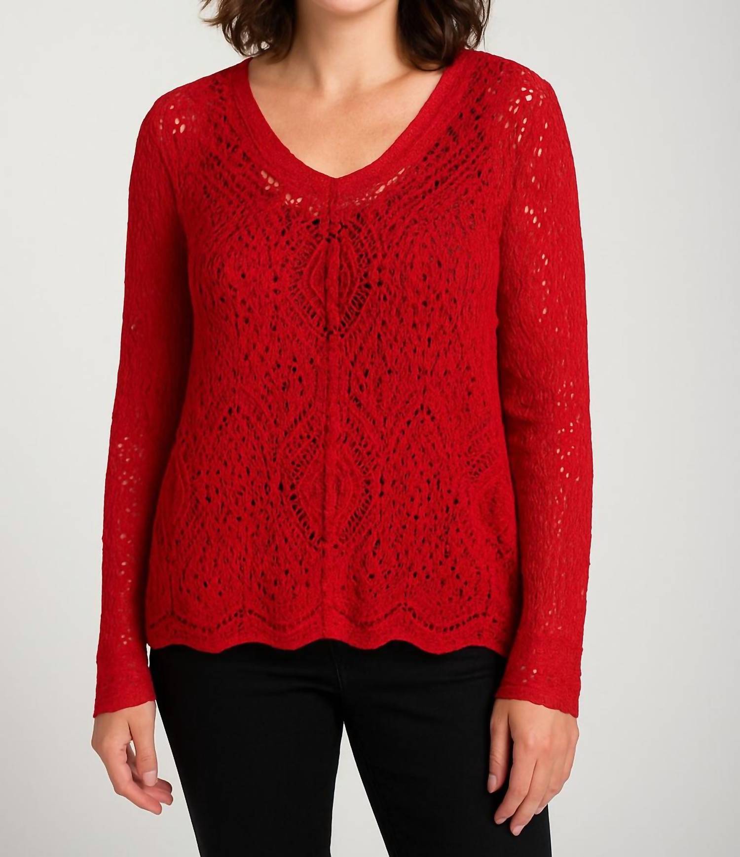 Alison Sheri - V Neck Textured Sweater – Snagged & Bagged