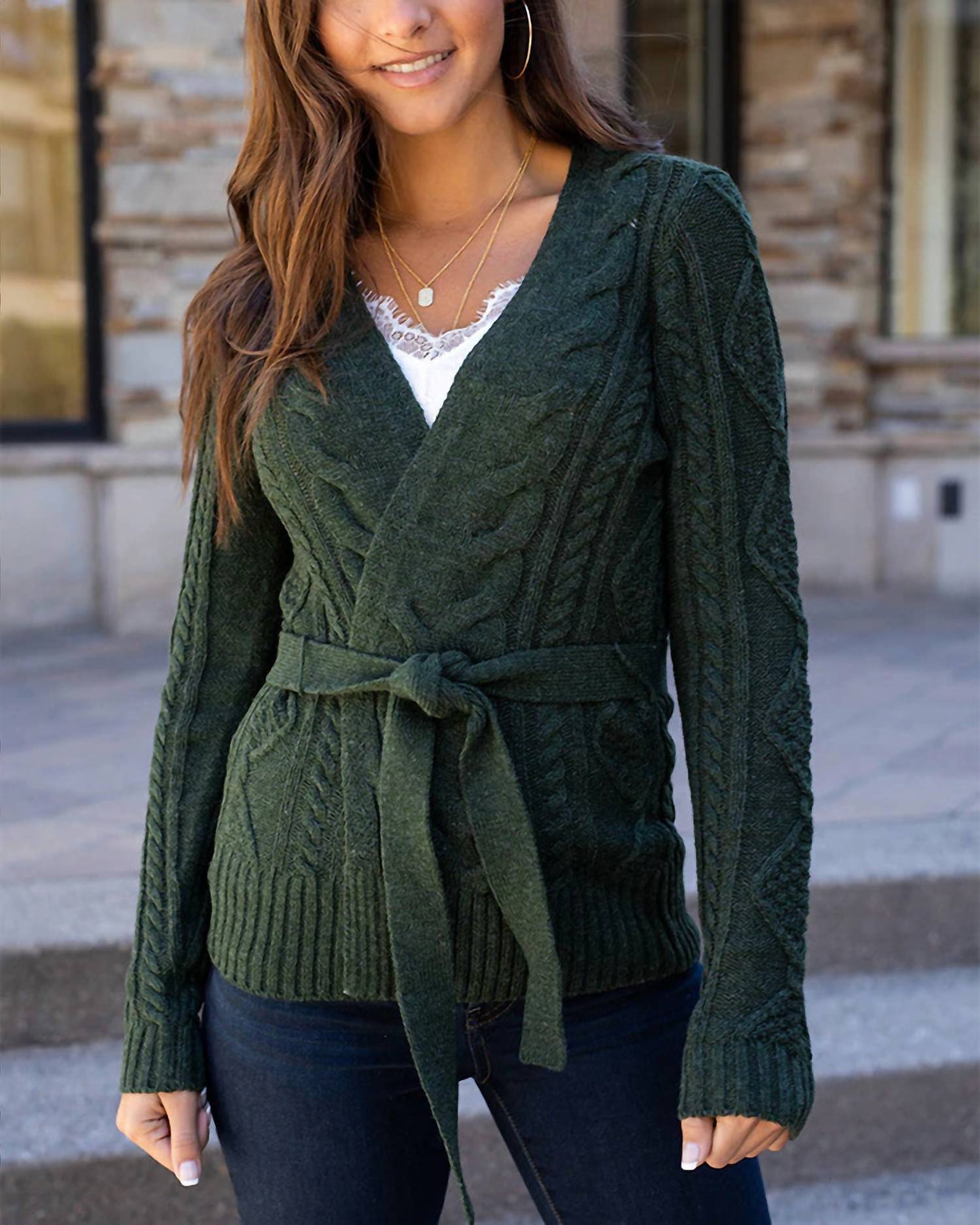 Grace & Lace - Cable Knit Wrap Sweater – Snagged & Bagged
