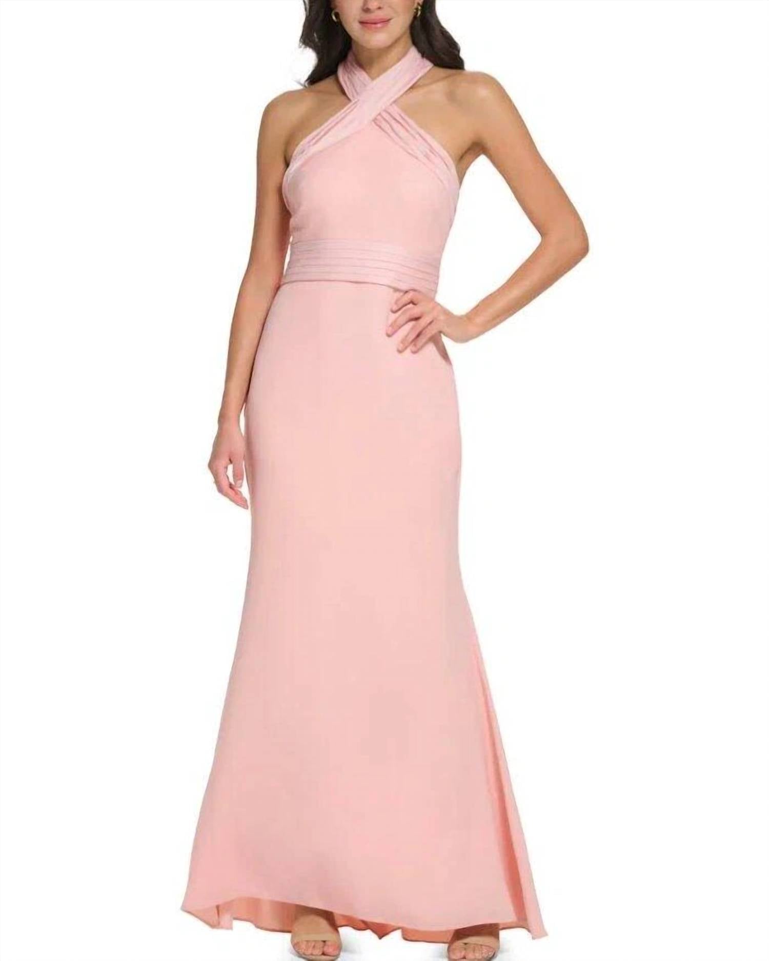 Eliza J - Criss-cross Halter Neck Gown – Snagged & Bagged