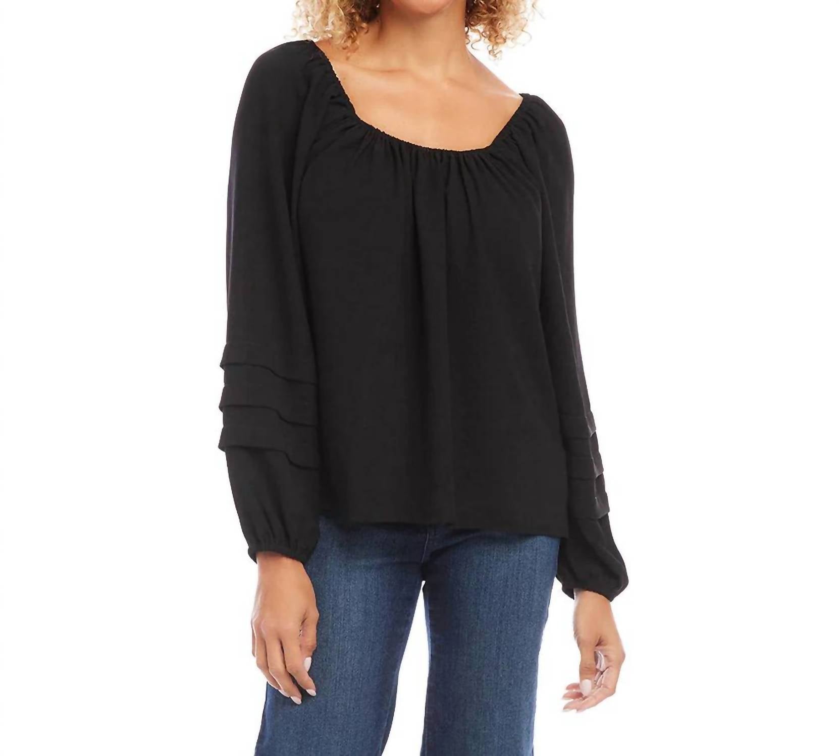 Karen Kane - Bobbi Pleat Sleeve Crepe Peasant Top – Snagged & Bagged