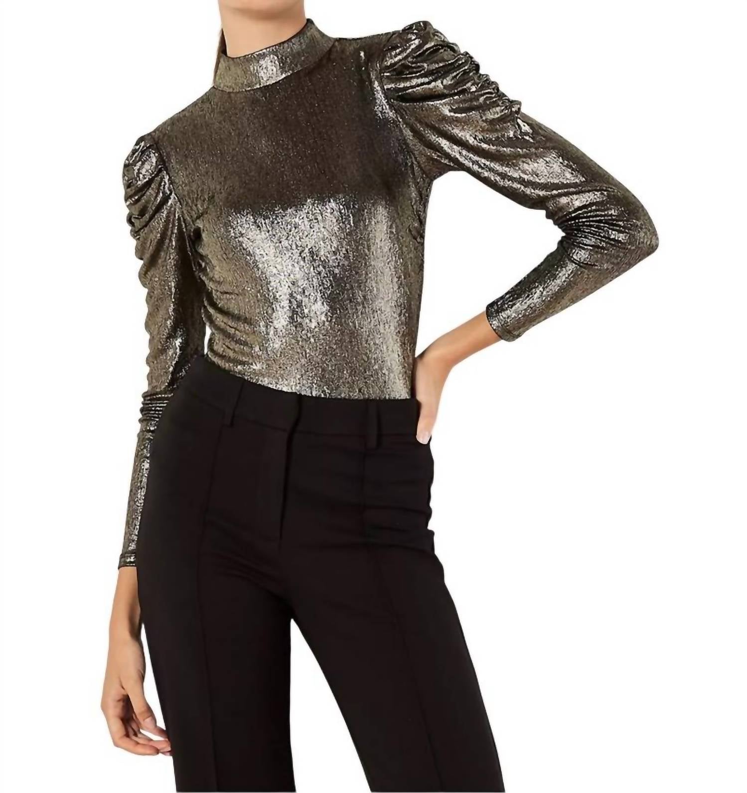 Apricot - Foil Exaggerated Shoulder Top – Snagged & Bagged