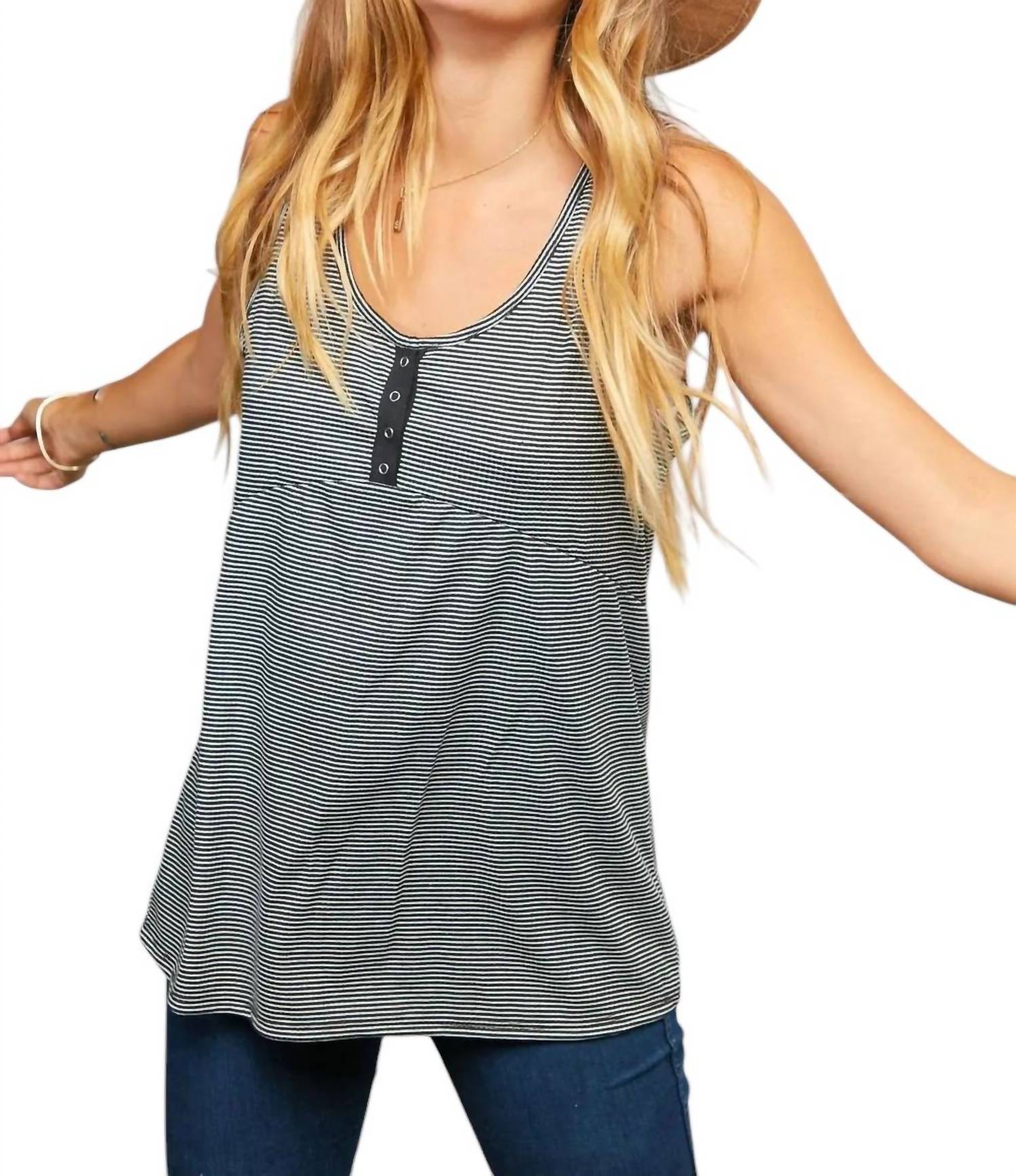 Haptics - STRIPE SNAP TOP TANK TOP – Snagged & Bagged