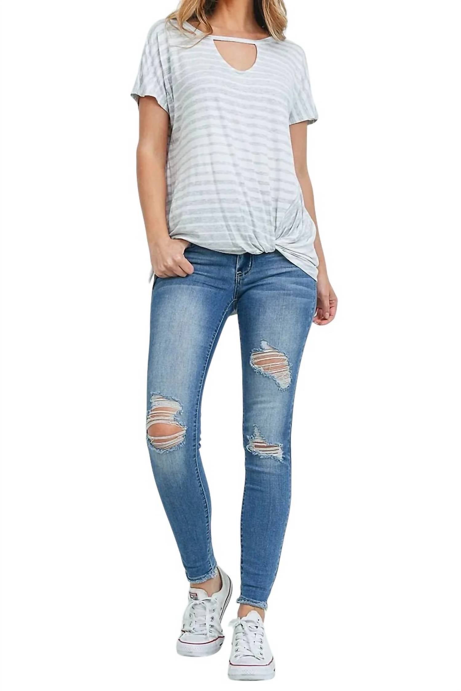 First Love - Stripe Keyhole Bottom Twist Top – Snagged & Bagged