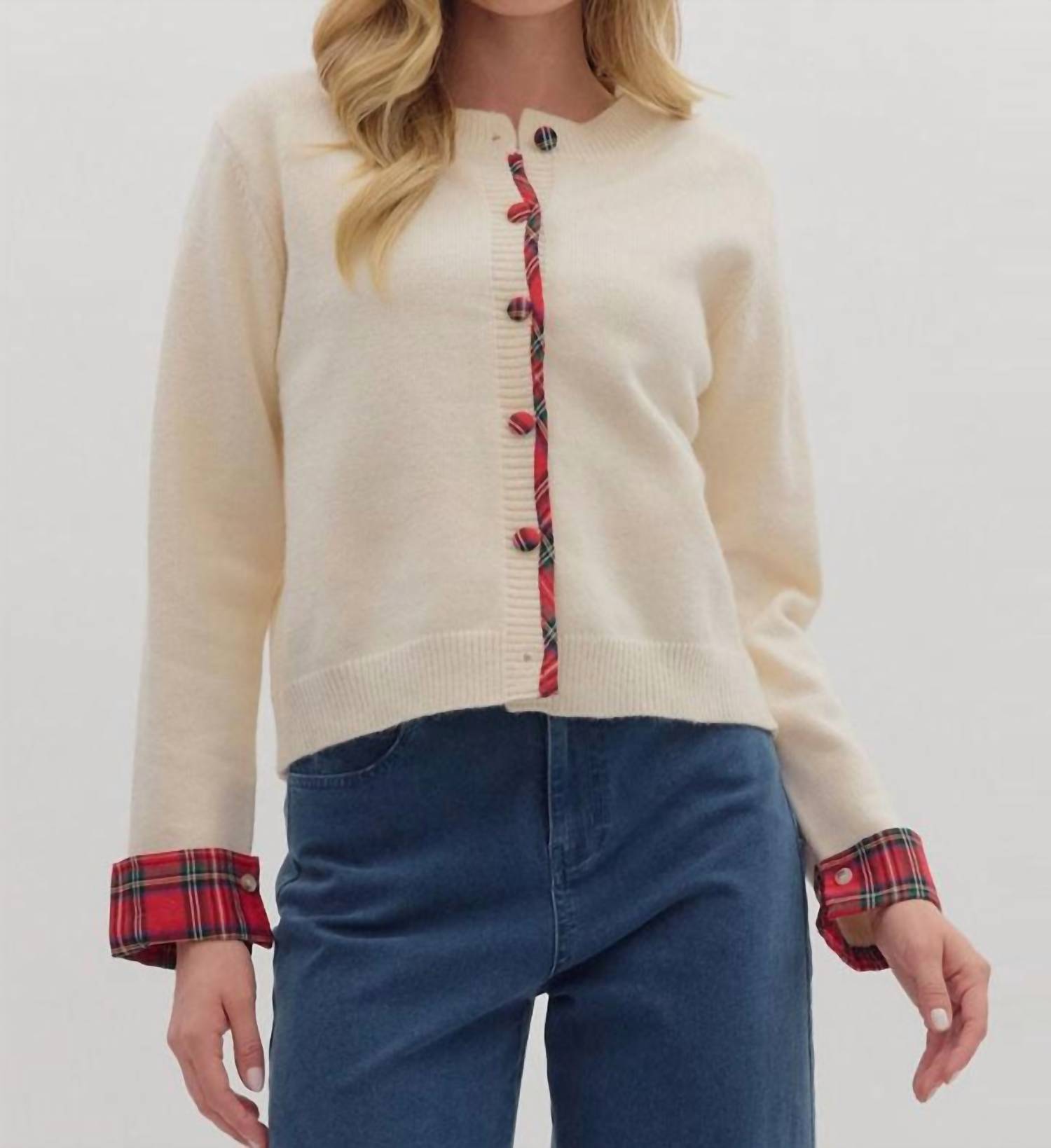 Entro - Mary Plaid Trim Cardigan – Snagged & Bagged