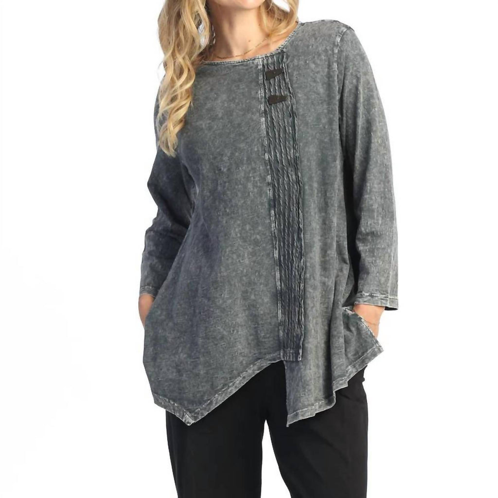 Jess & Jane - Wavy Contrast Faux Wrap Mineral Washed Tunic – Snagged ...