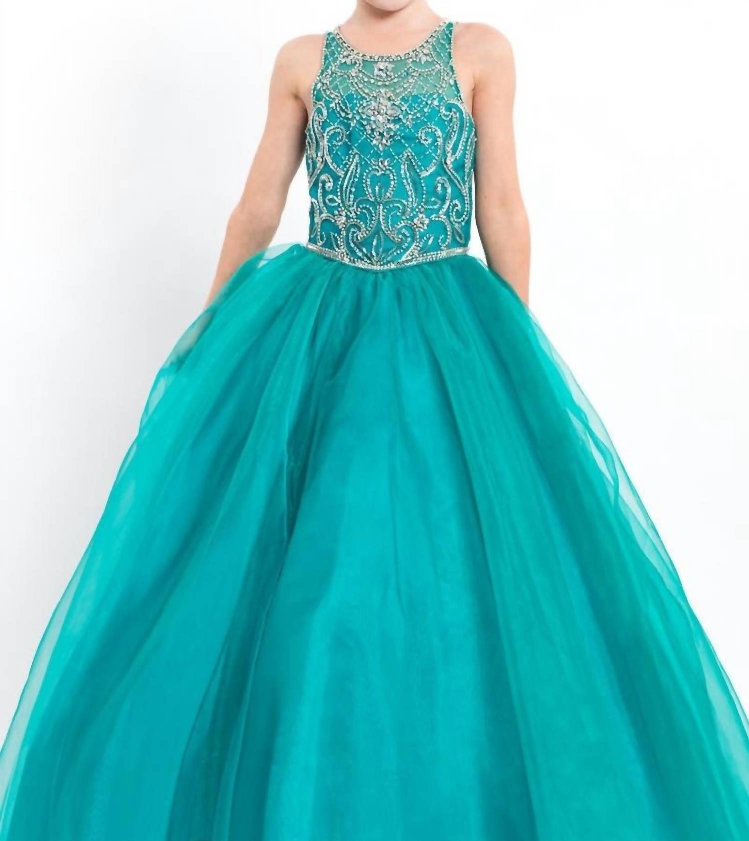 Rachel Allan - Halter Beaded Organza Pageant Ball Gown – Snagged & Bagged
