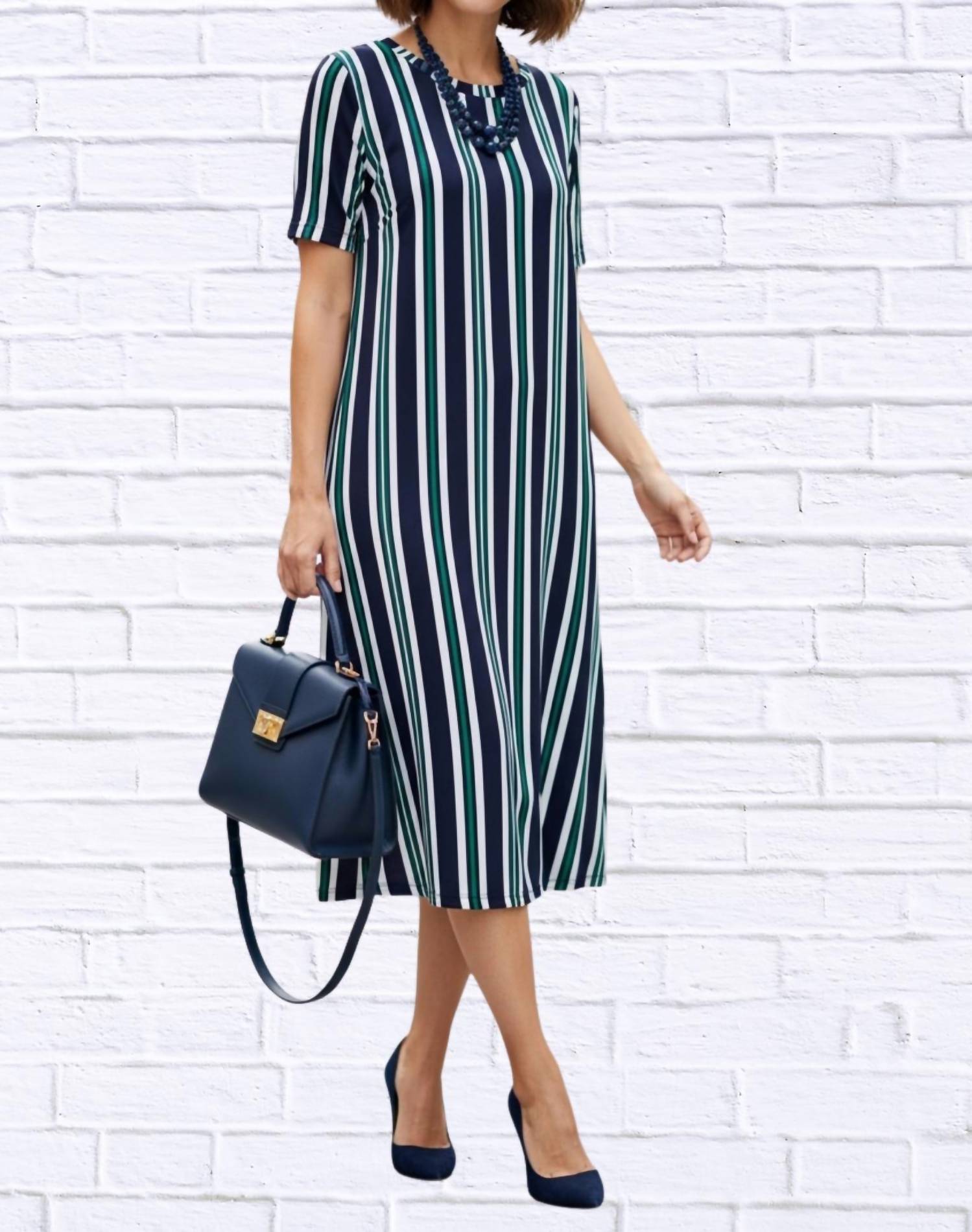 Calypso - Striped Knit Bon Bon Dress – Snagged & Bagged