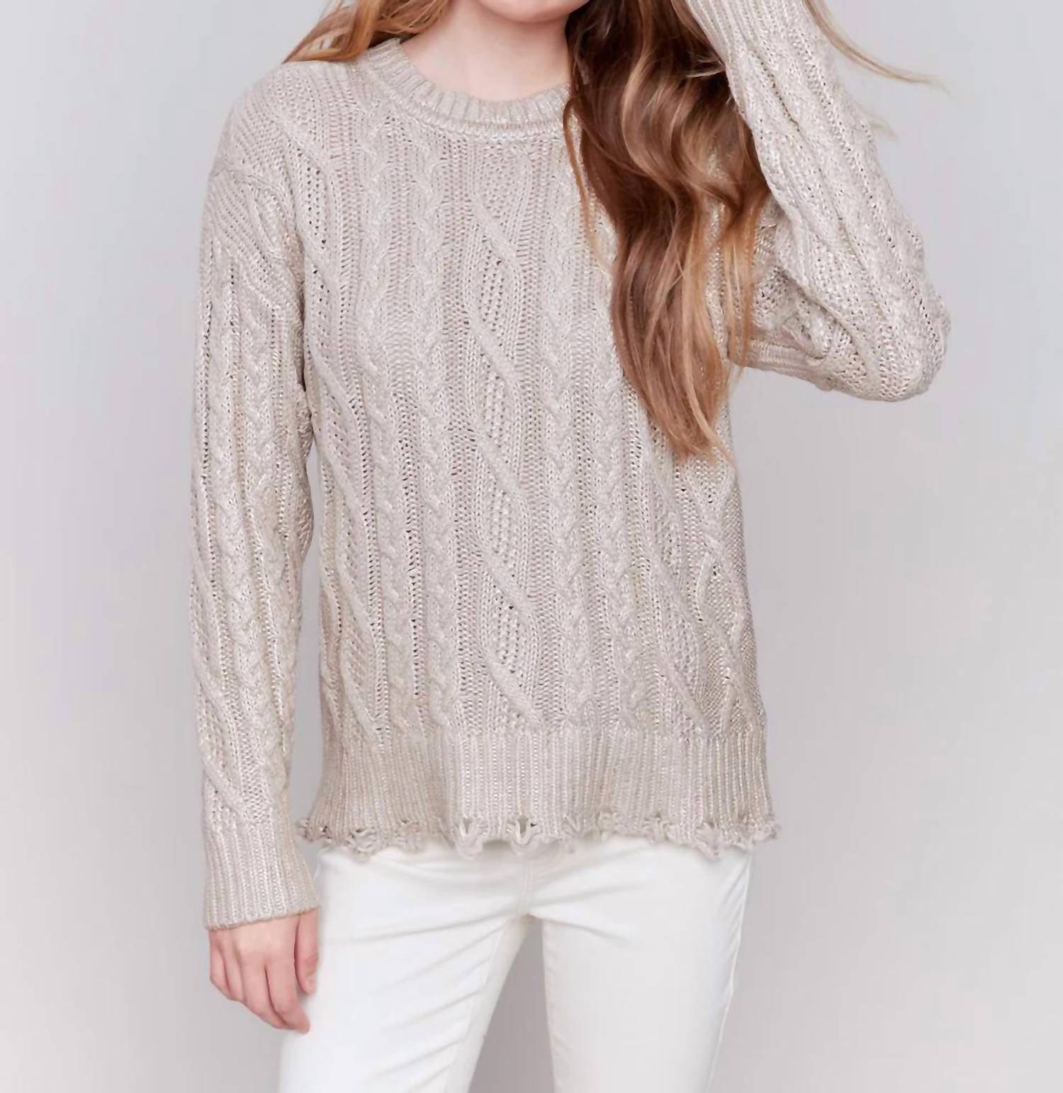 Charlie B - Metallic Cable Knit Sweater – Snagged & Bagged