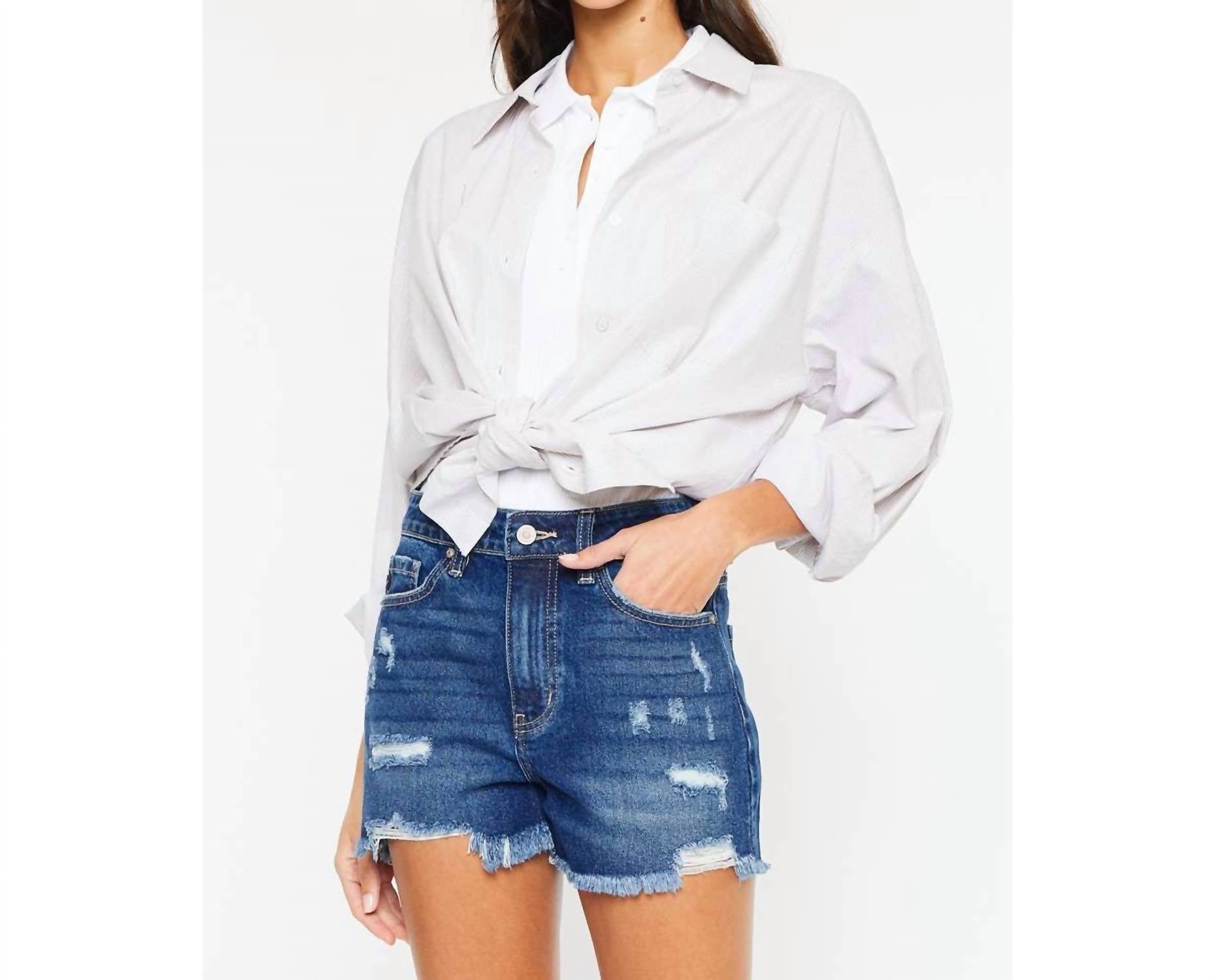 Kancan - Glora High Rise Distressed Shorts – Snagged & Bagged