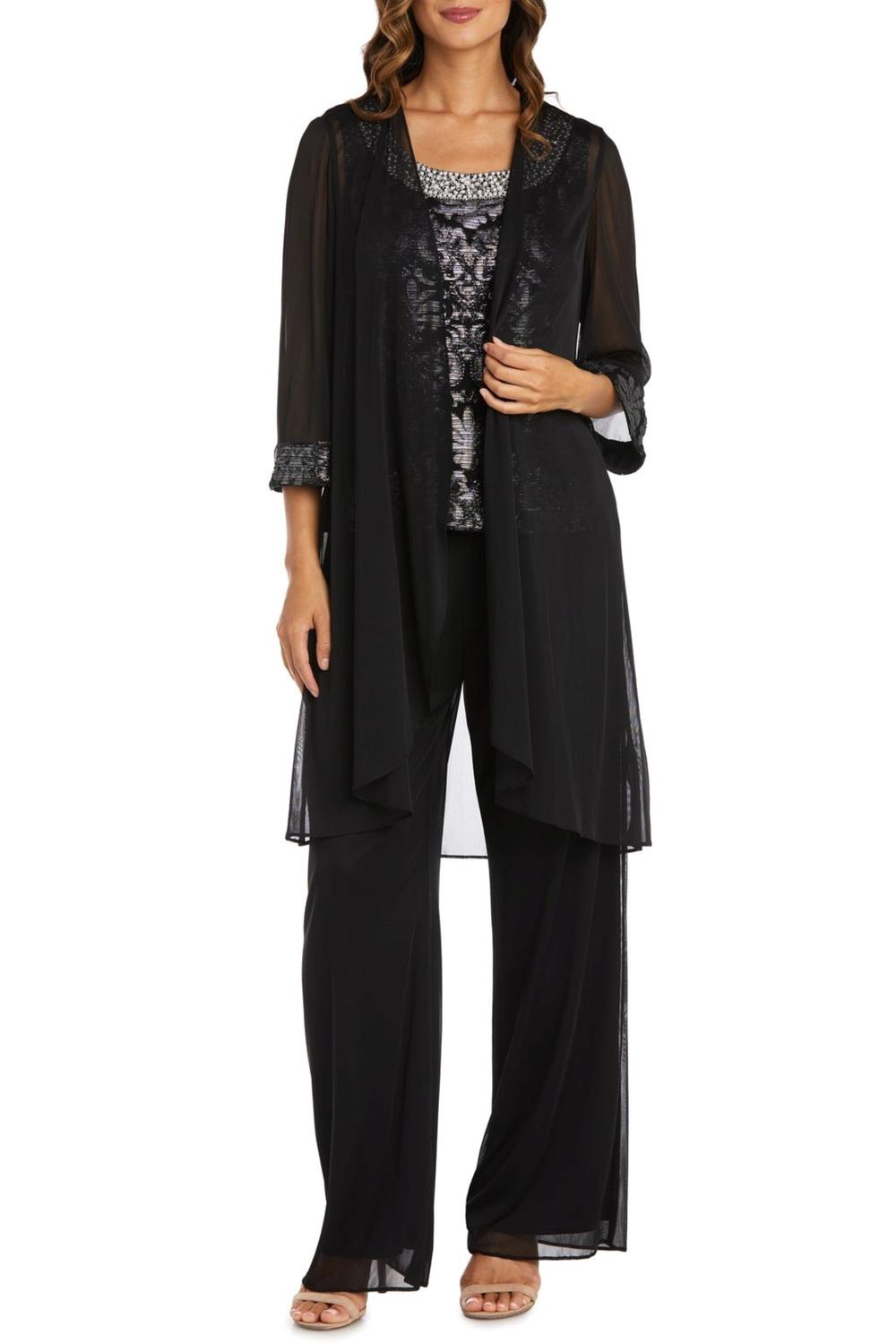 R&M Richards - 3-Piece Beaded Neck Duster Pants Set – Snagged & Bagged