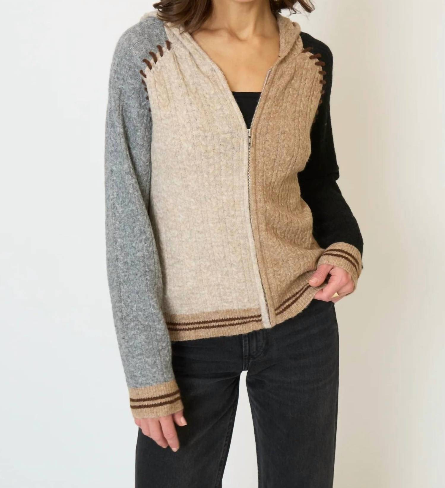 Central Park West - Multi Cable Knit Zip Up – Snagged & Bagged
