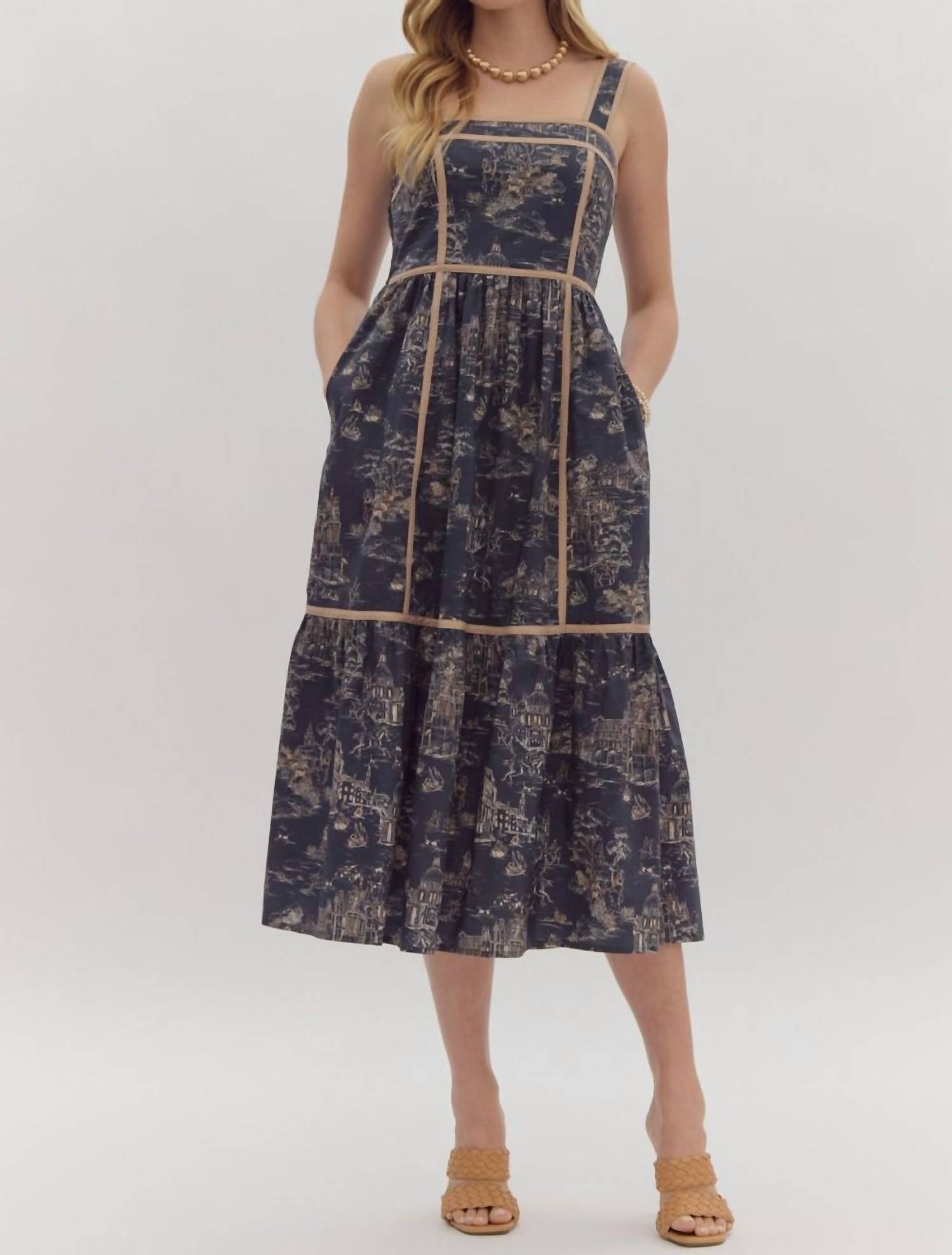 Entro - Fall Toile Midi Dress – Snagged & Bagged