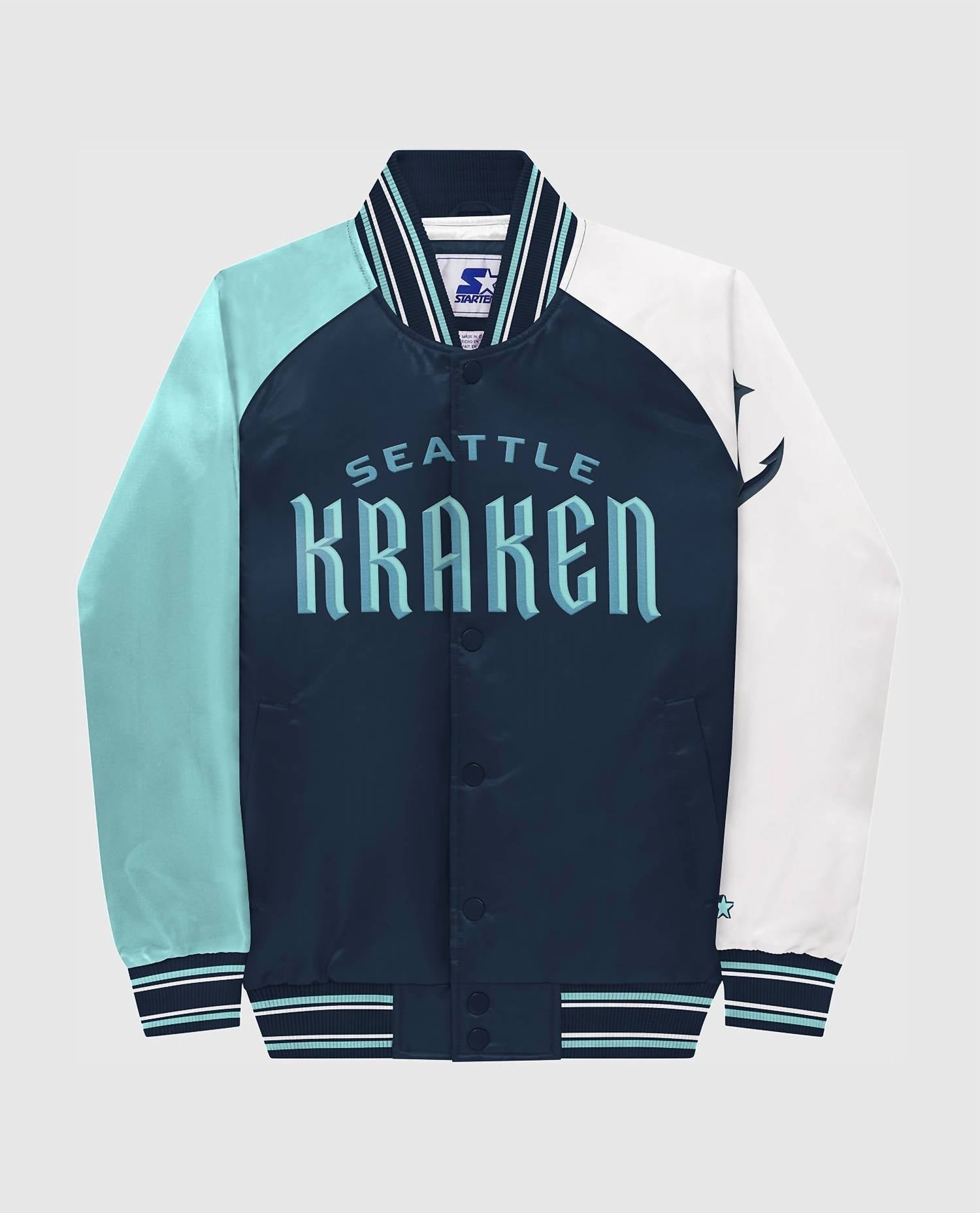 Starter - Youth Seattle Kraken Varsity Satin Full-snap Starter Jacket ...