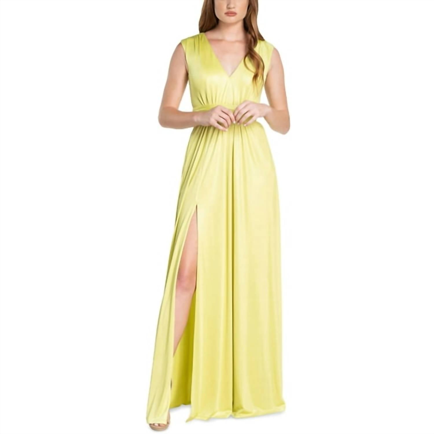 Dress The Population - Krista Belted Evening Gown – Snagged & Bagged