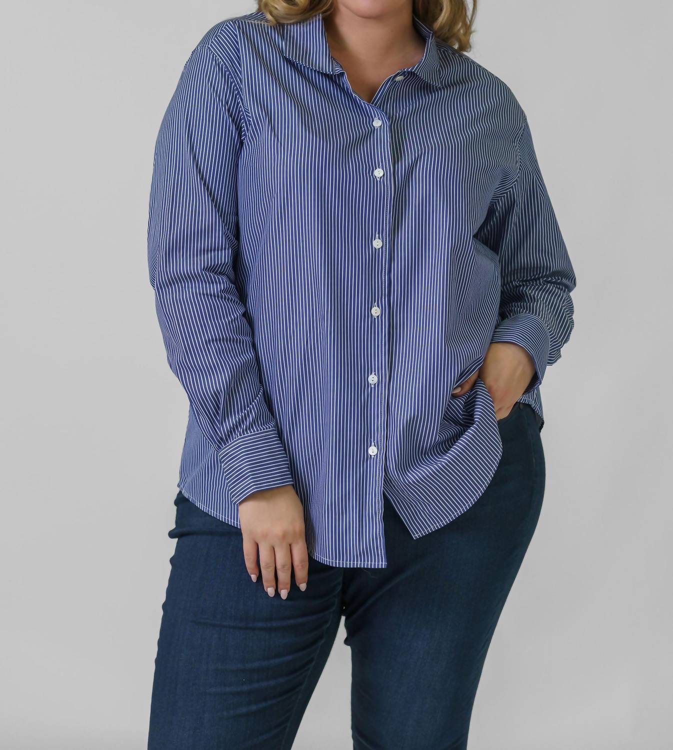Jill Mcgowan - Joan Easy Cut Bright End On End Cotton Shirt - Plus ...